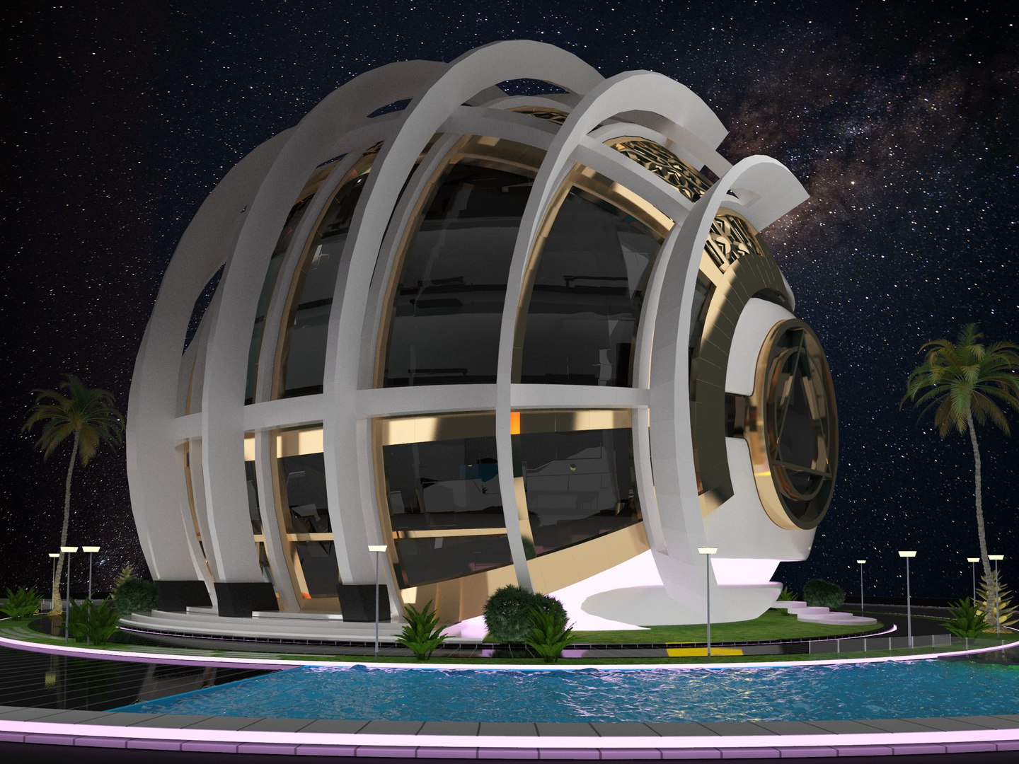 Creative Sphere Building 3D Model - TurboSquid 1803988
