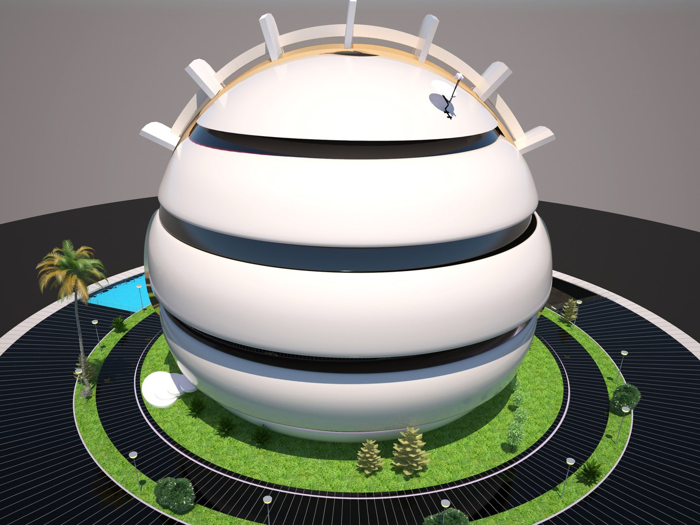 Creative Sphere Building 3D Model - TurboSquid 1803988