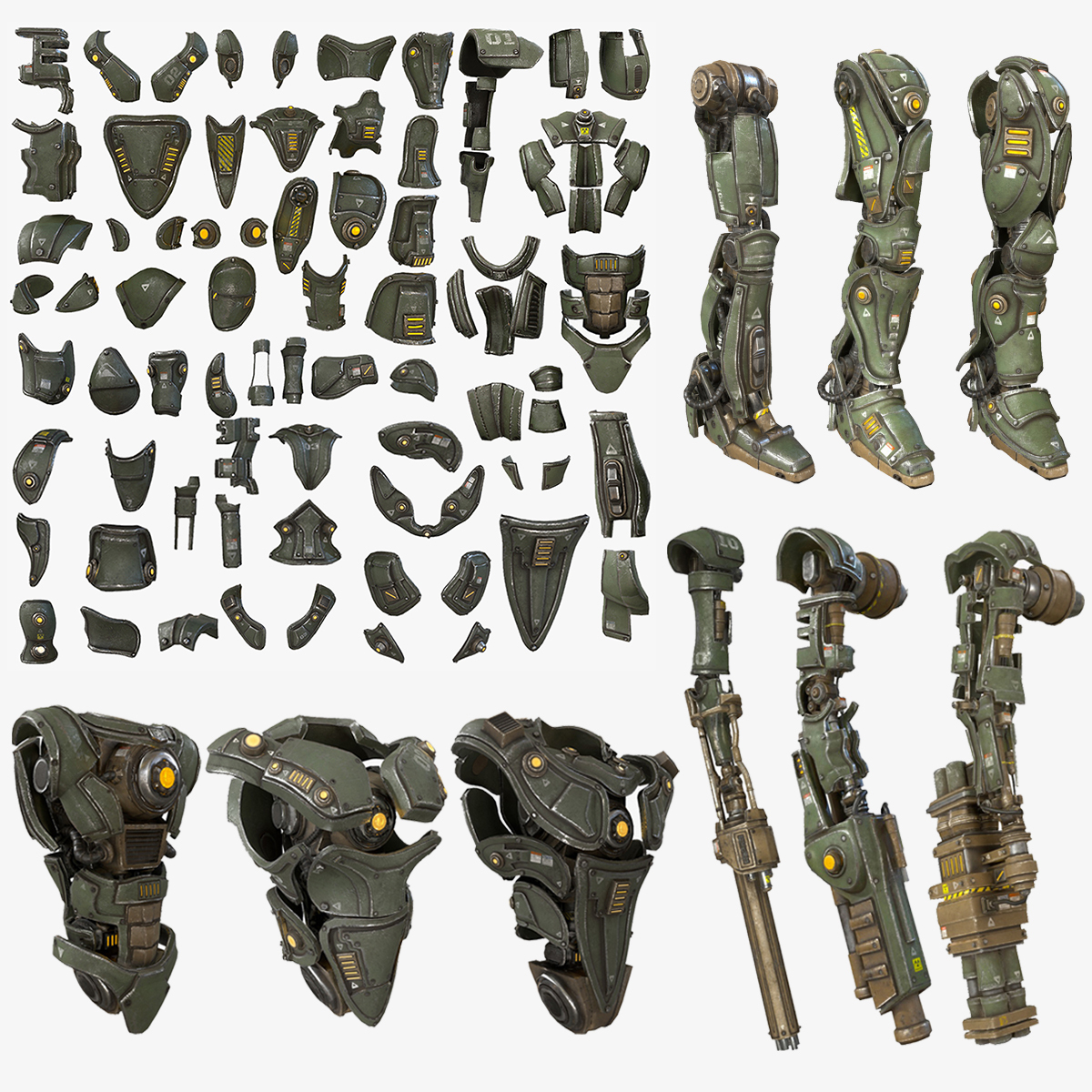 modelo 3d Colección de piezas Sci-Fi Mech Kitbash con archivo ZBRUSH ...