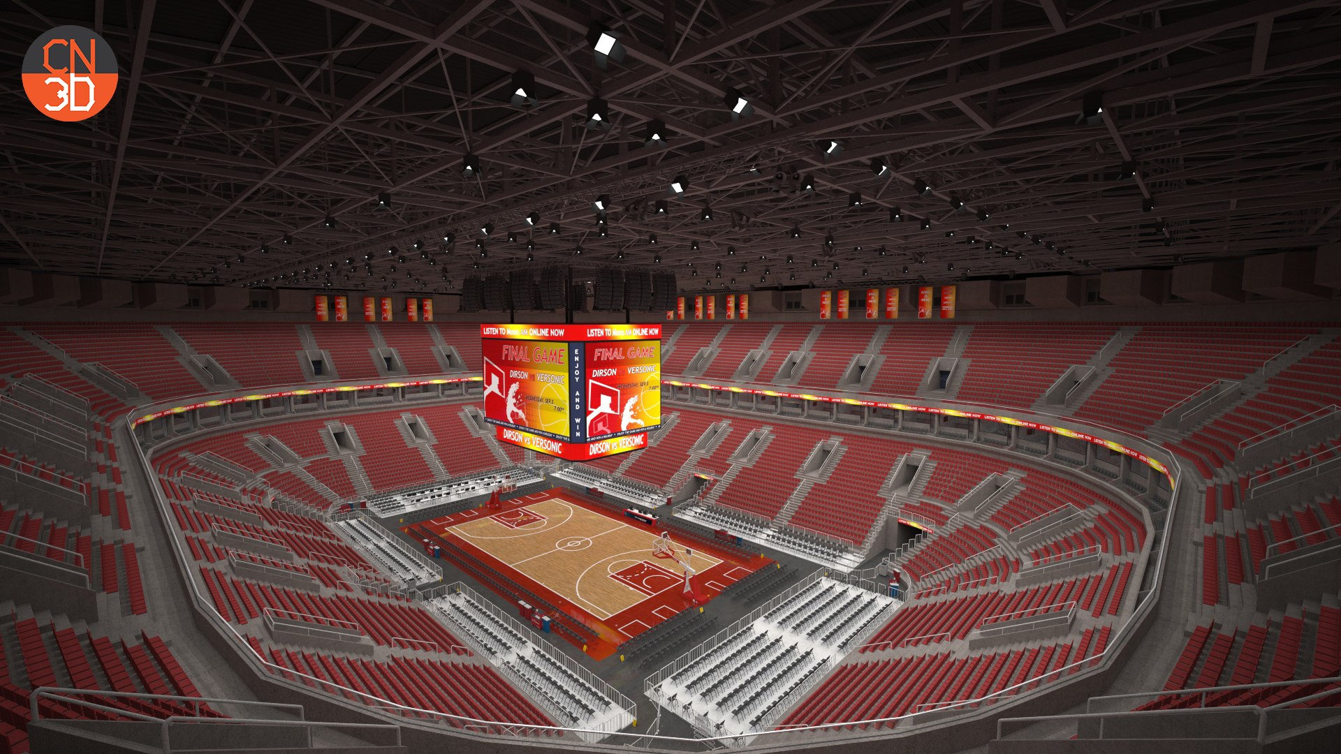 3D Model Basketball Arena V2 - Interior - Low Poly VR - TurboSquid 1943836