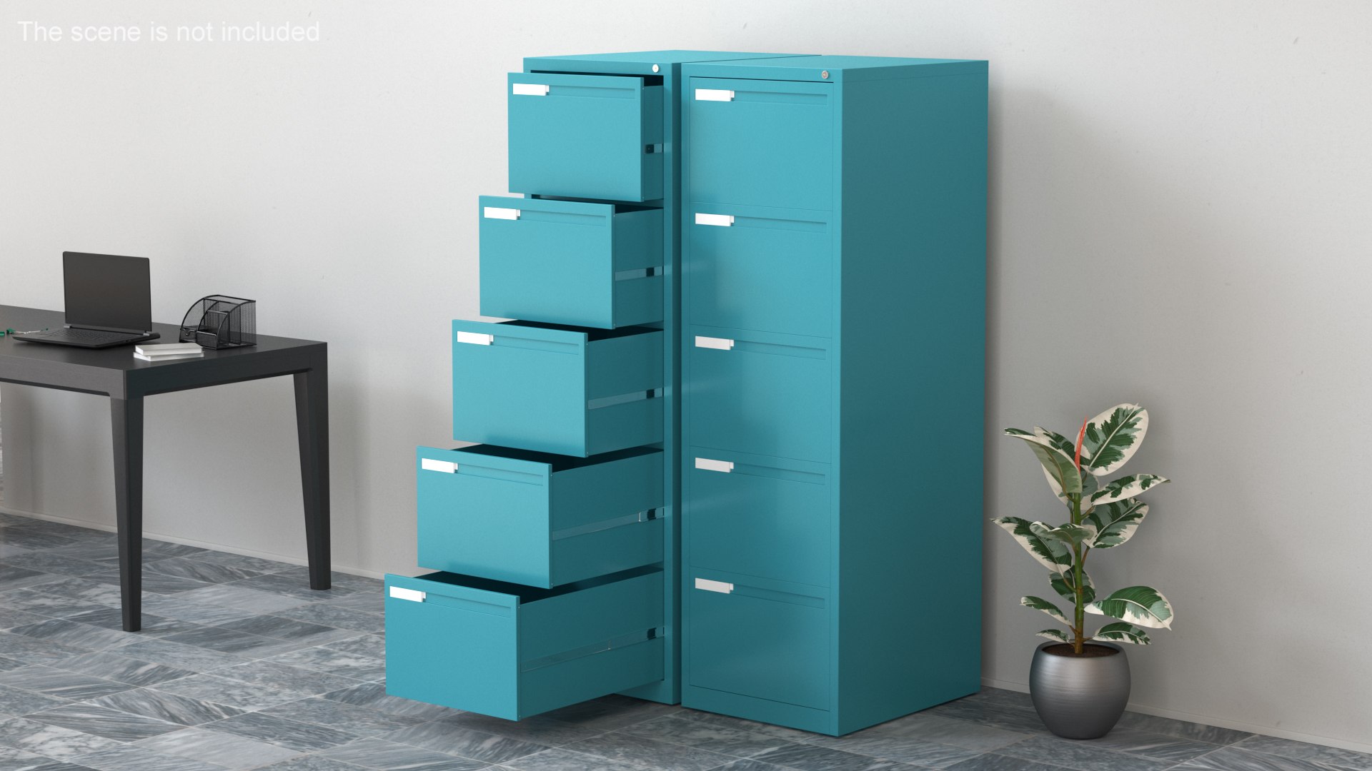 Filing Cabinet 5 Drawer Blue 3D Model - TurboSquid 2223975