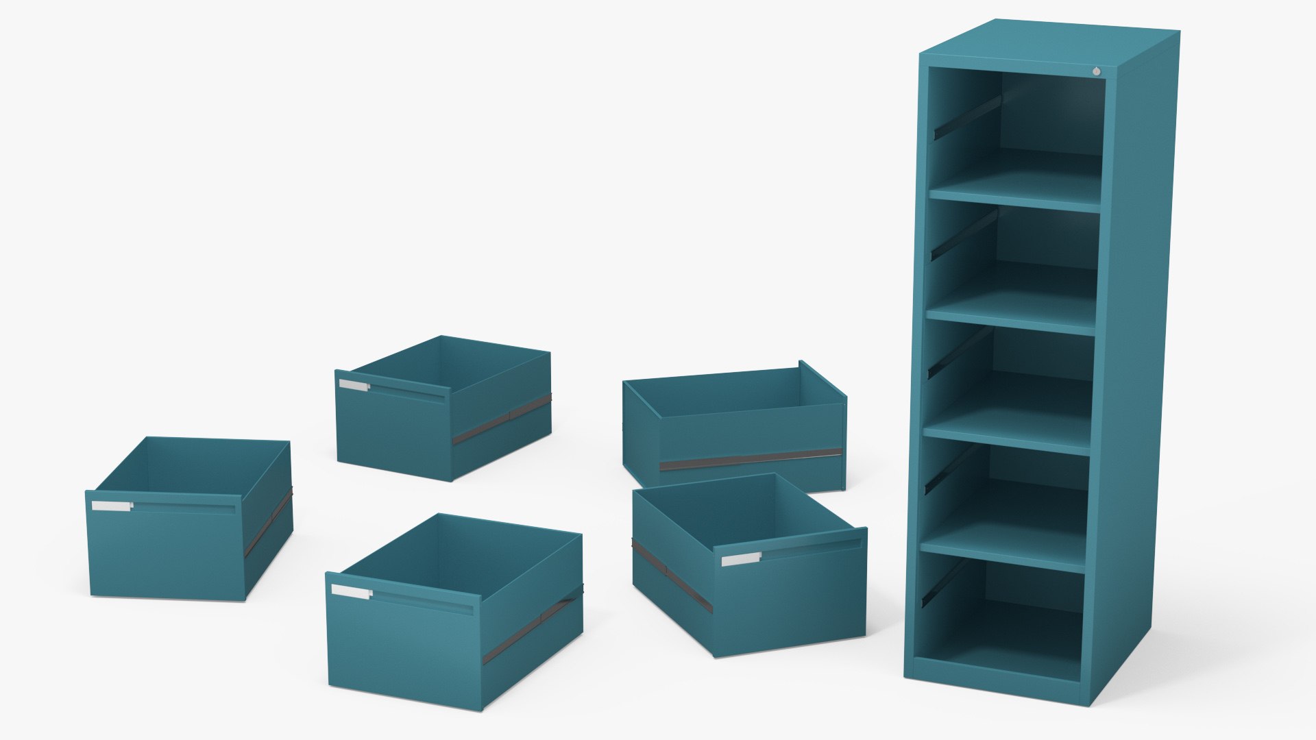 Filing Cabinet 5 Drawer Blue 3D Model - TurboSquid 2223975