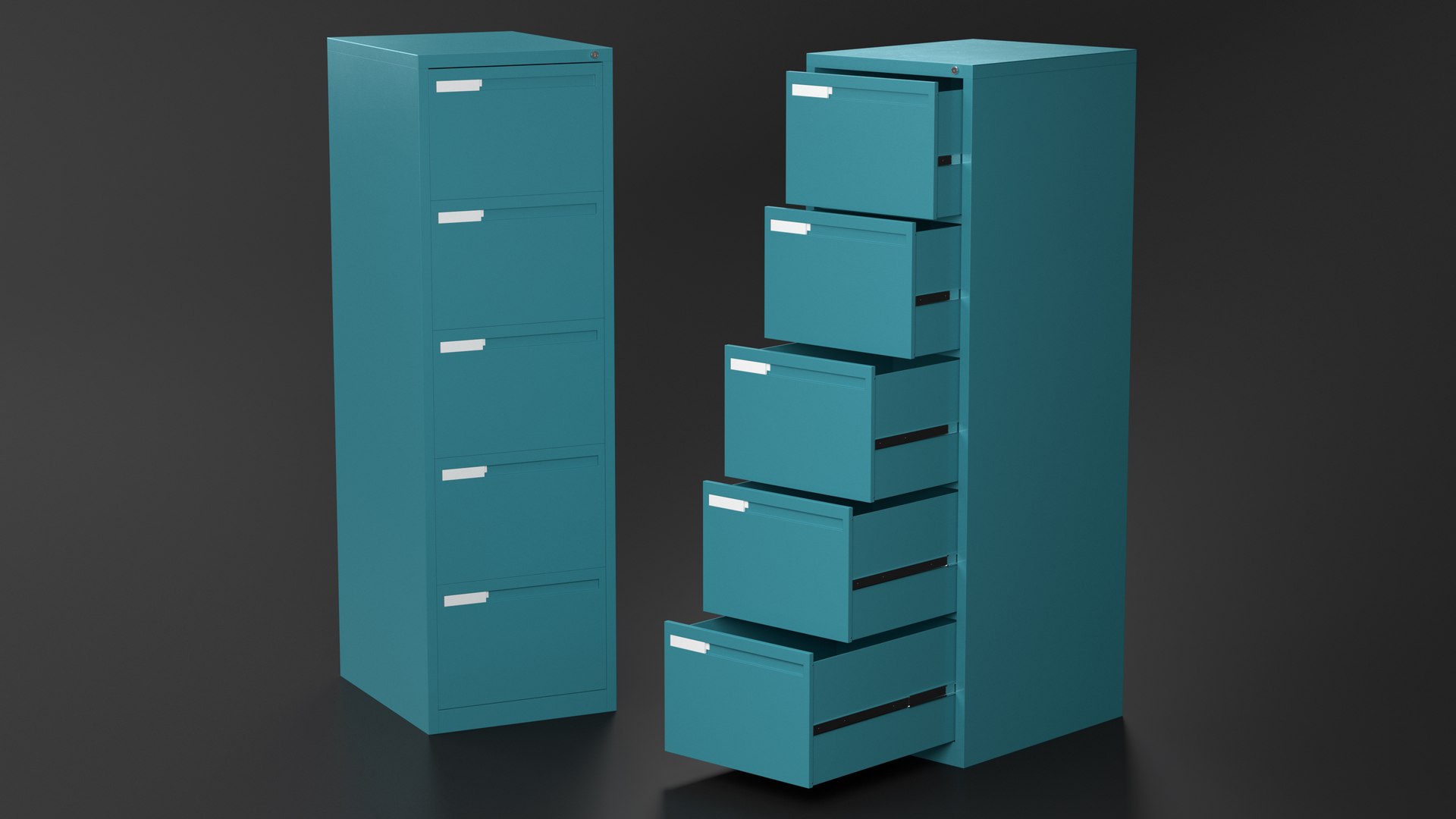 Filing Cabinet 5 Drawer Blue 3D Model - TurboSquid 2223975