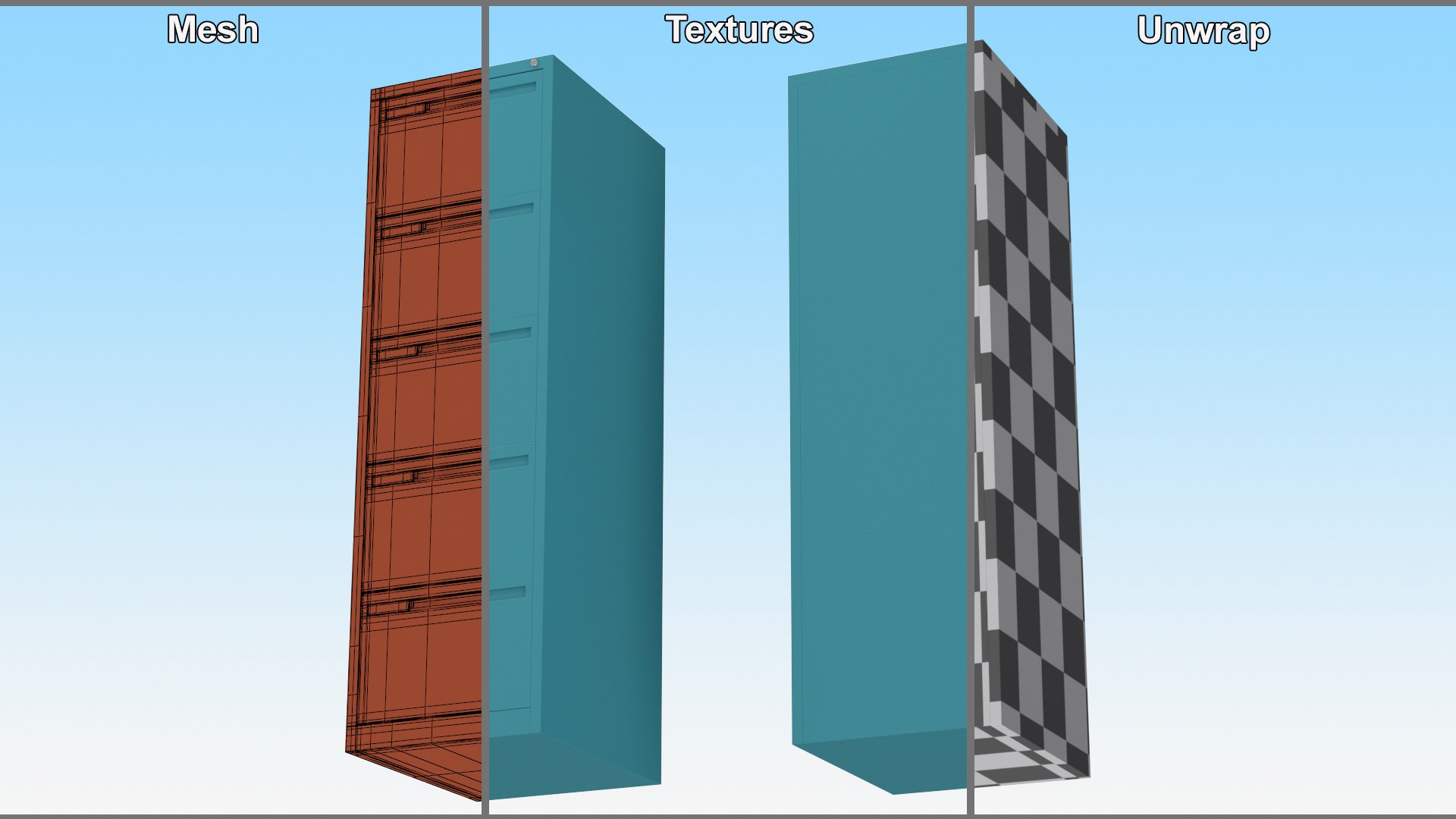 Filing Cabinet 5 Drawer Blue 3D Model - TurboSquid 2223975