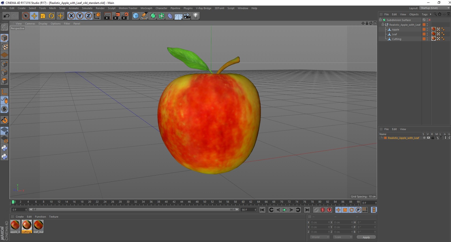 Realistic Apple With Leaf 3D Model - TurboSquid 2239638