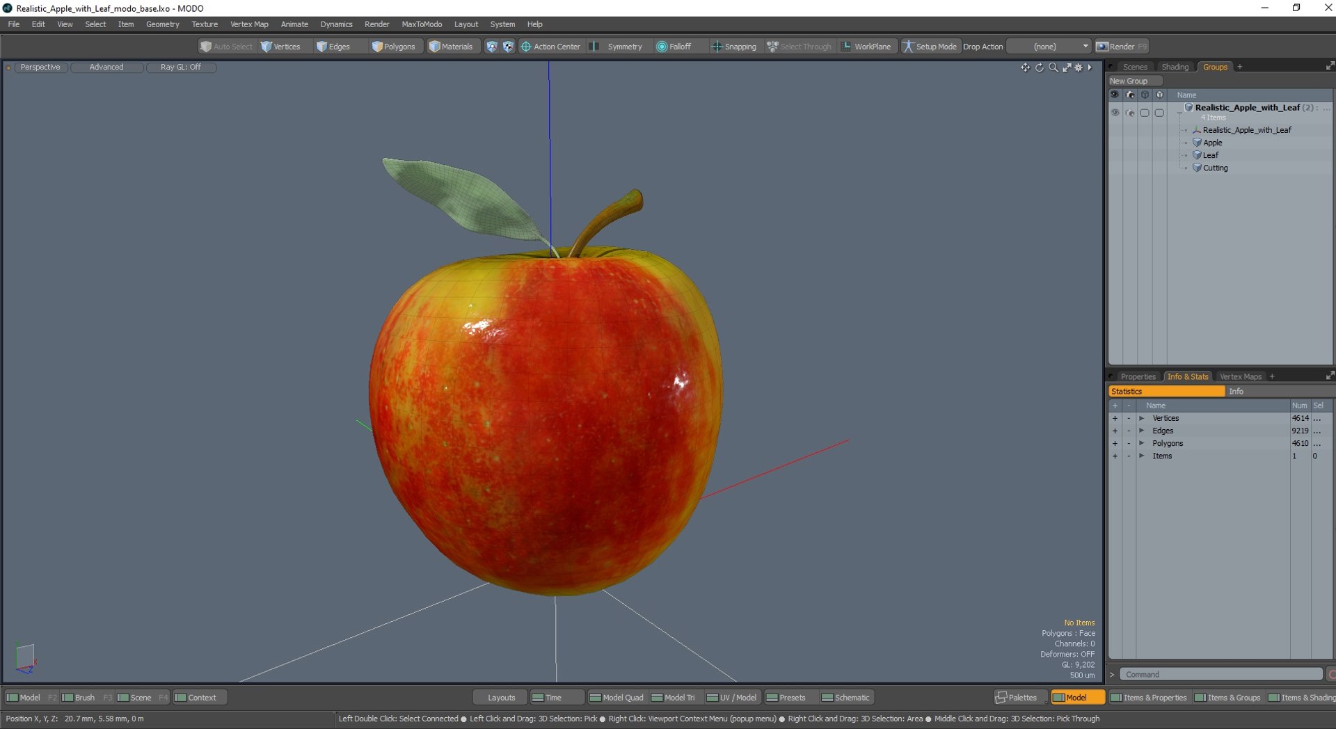 Realistic Apple With Leaf 3D Model - TurboSquid 2239638