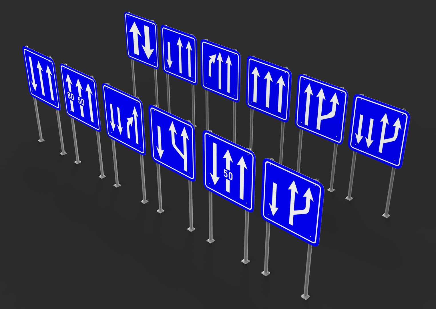 Square Blue v2 Sign 12 Piece 3D model - TurboSquid 1735605