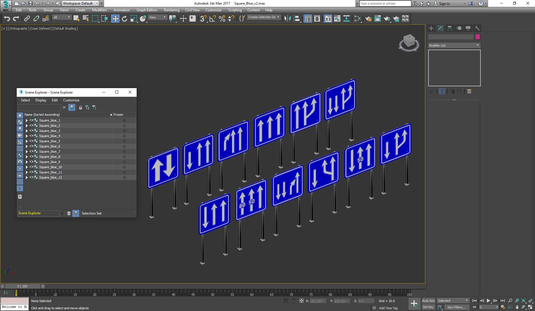 Square Blue v2 Sign 12 Piece 3D model - TurboSquid 1735605