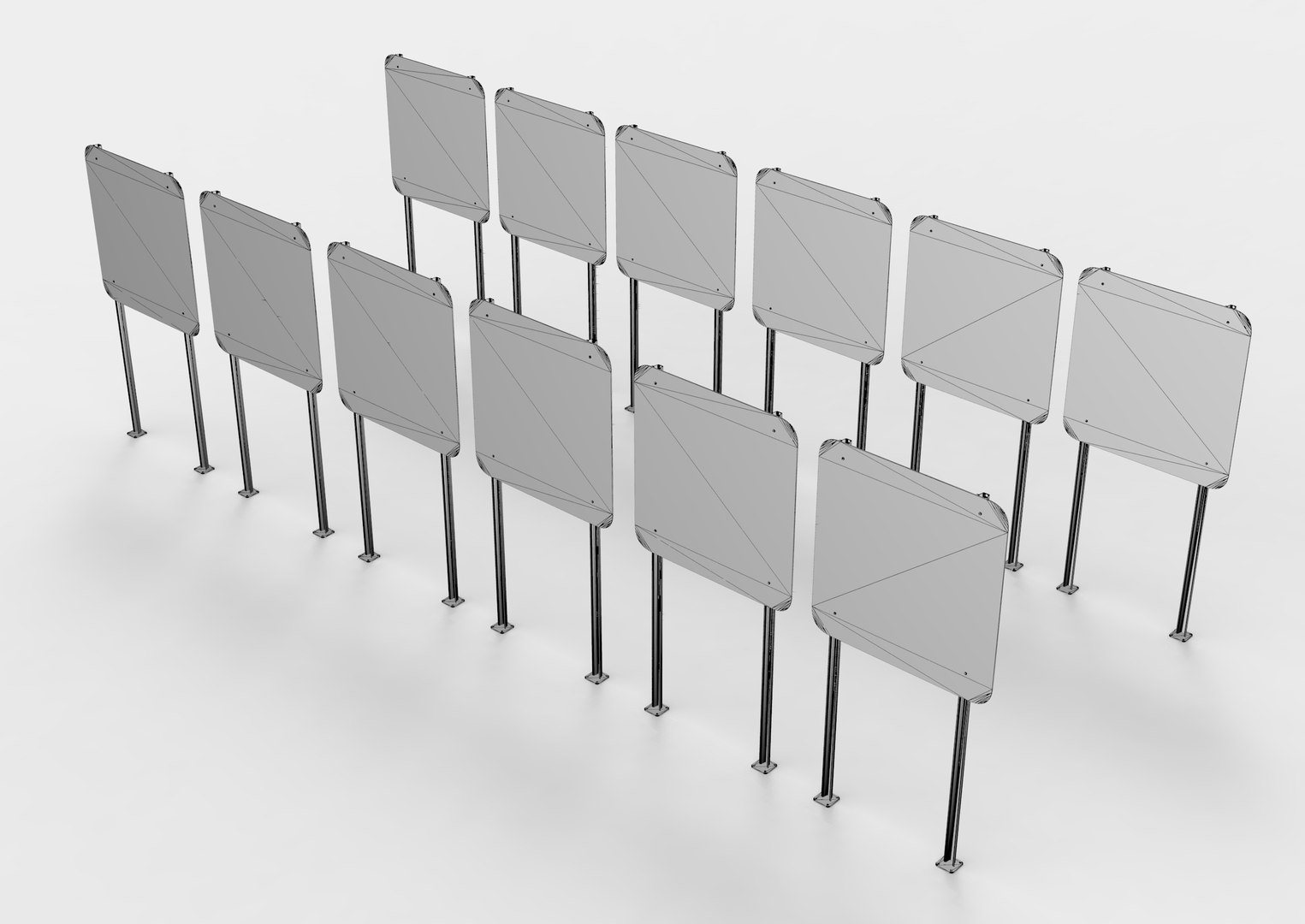 Square Blue v2 Sign 12 Piece 3D model - TurboSquid 1735605