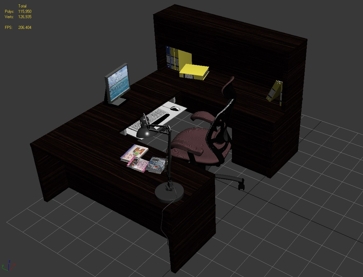 3d computer desk chair props