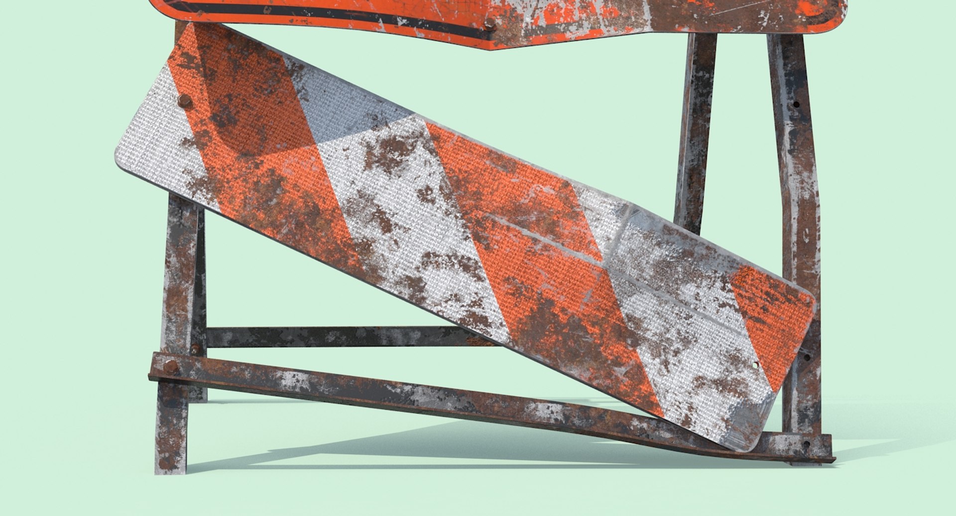 3d destroyed detour sign model