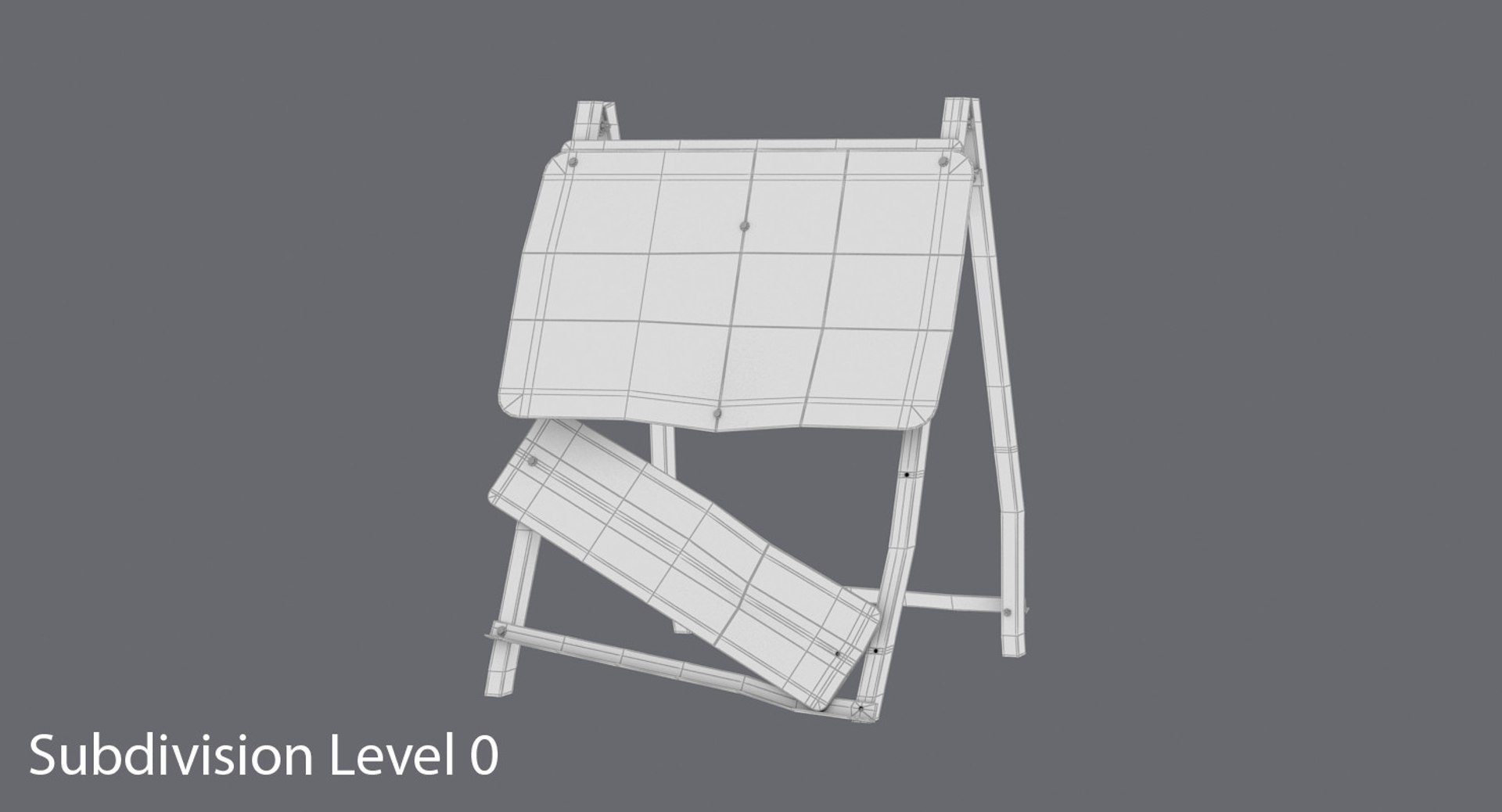 3d destroyed detour sign model