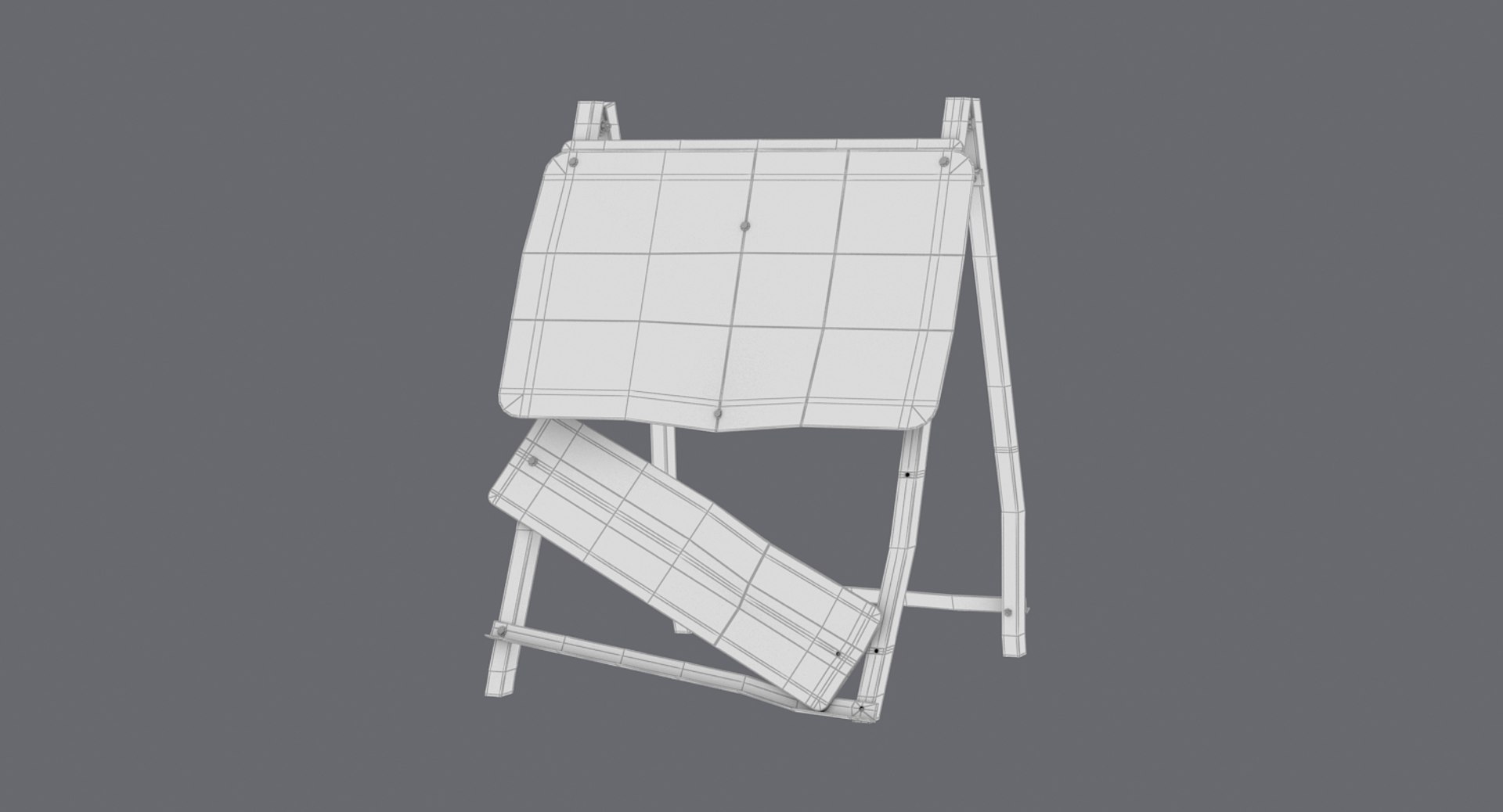 3d destroyed detour sign model