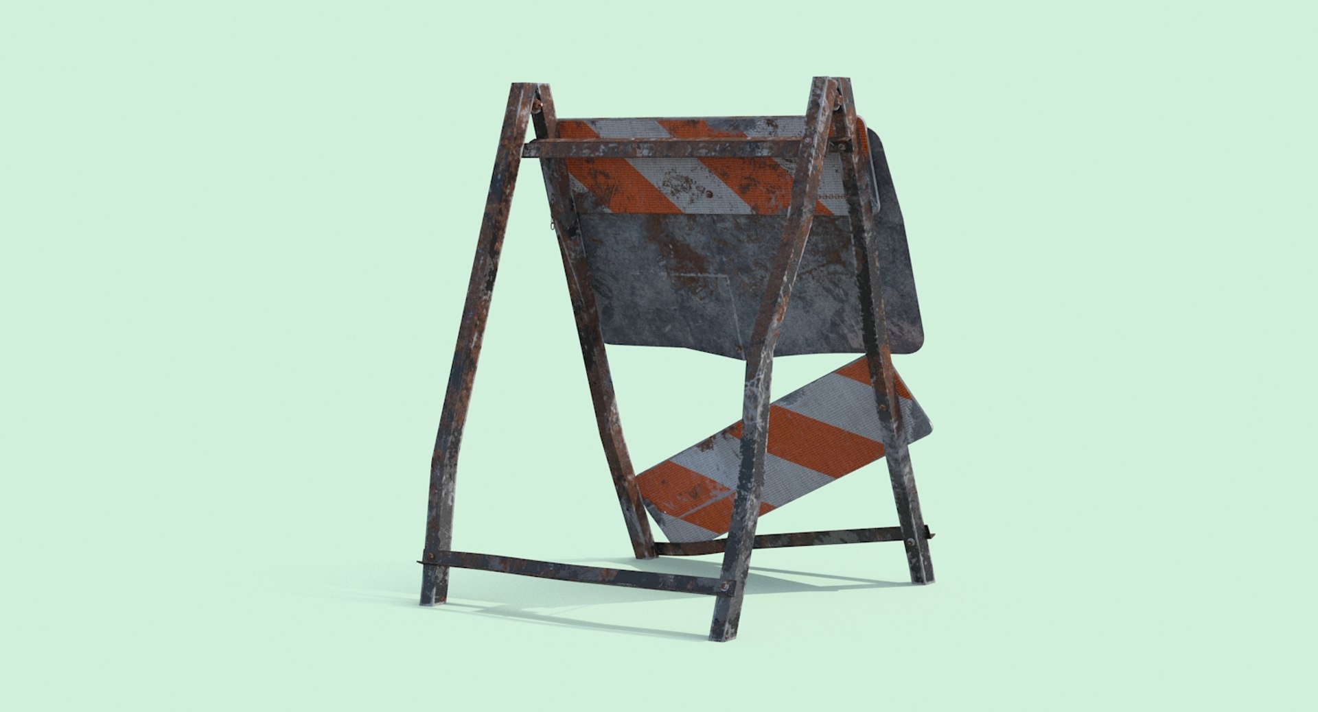 3d destroyed detour sign model