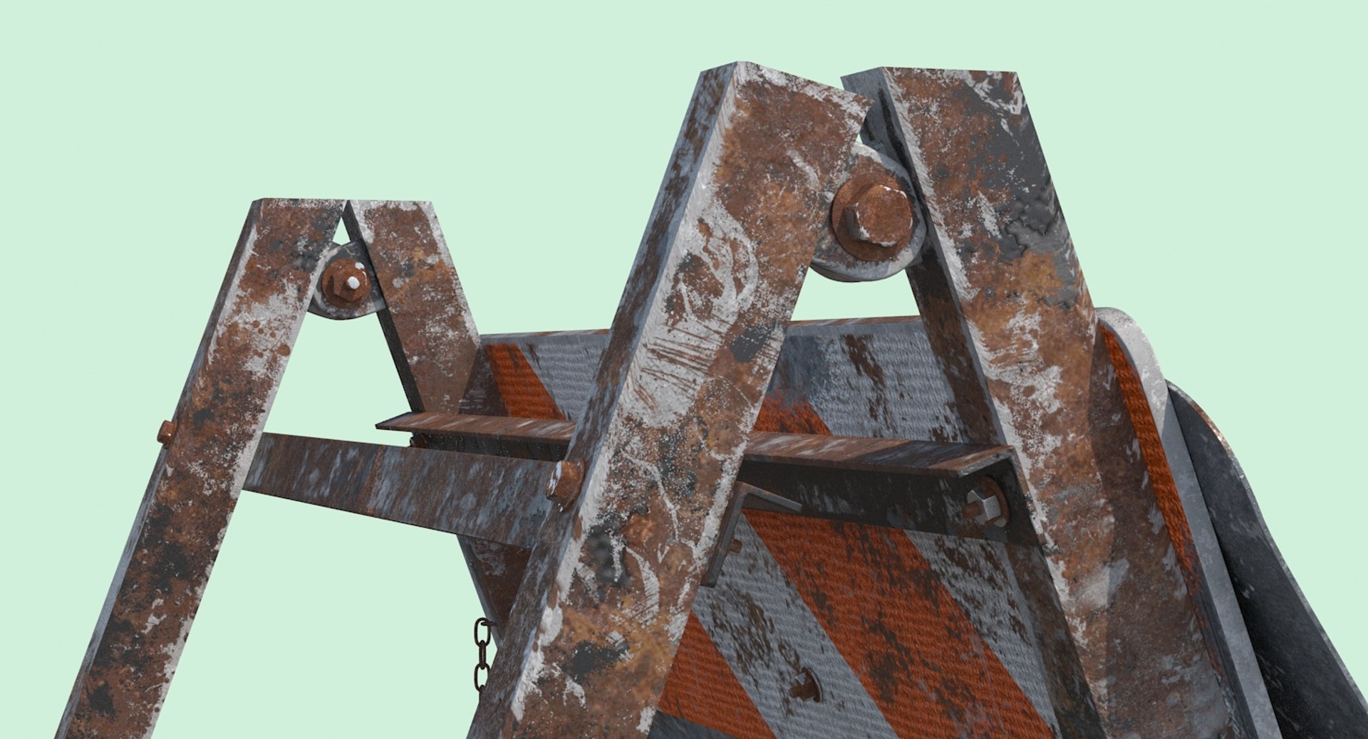 3d destroyed detour sign model