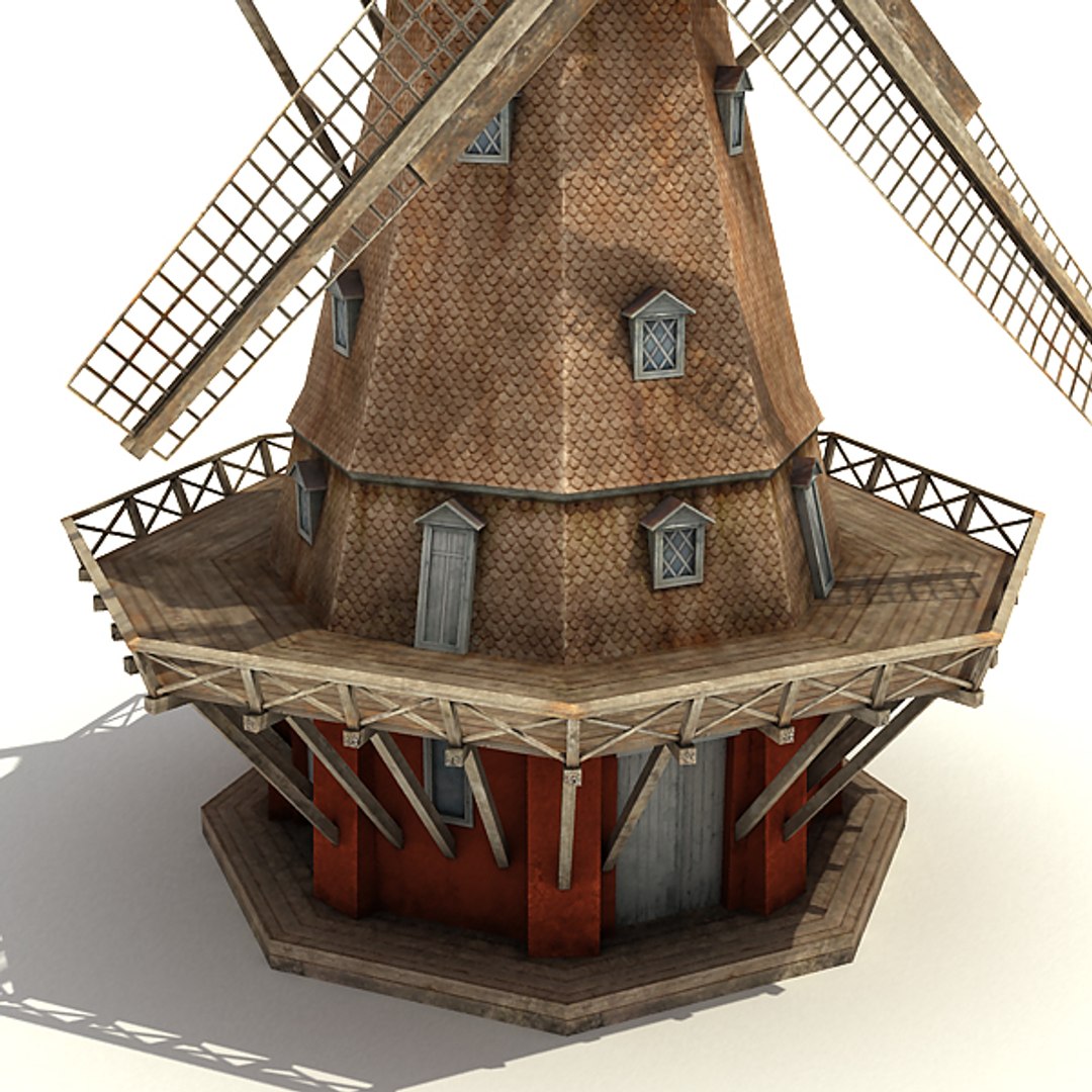Low-poly Windmill Wind 3ds