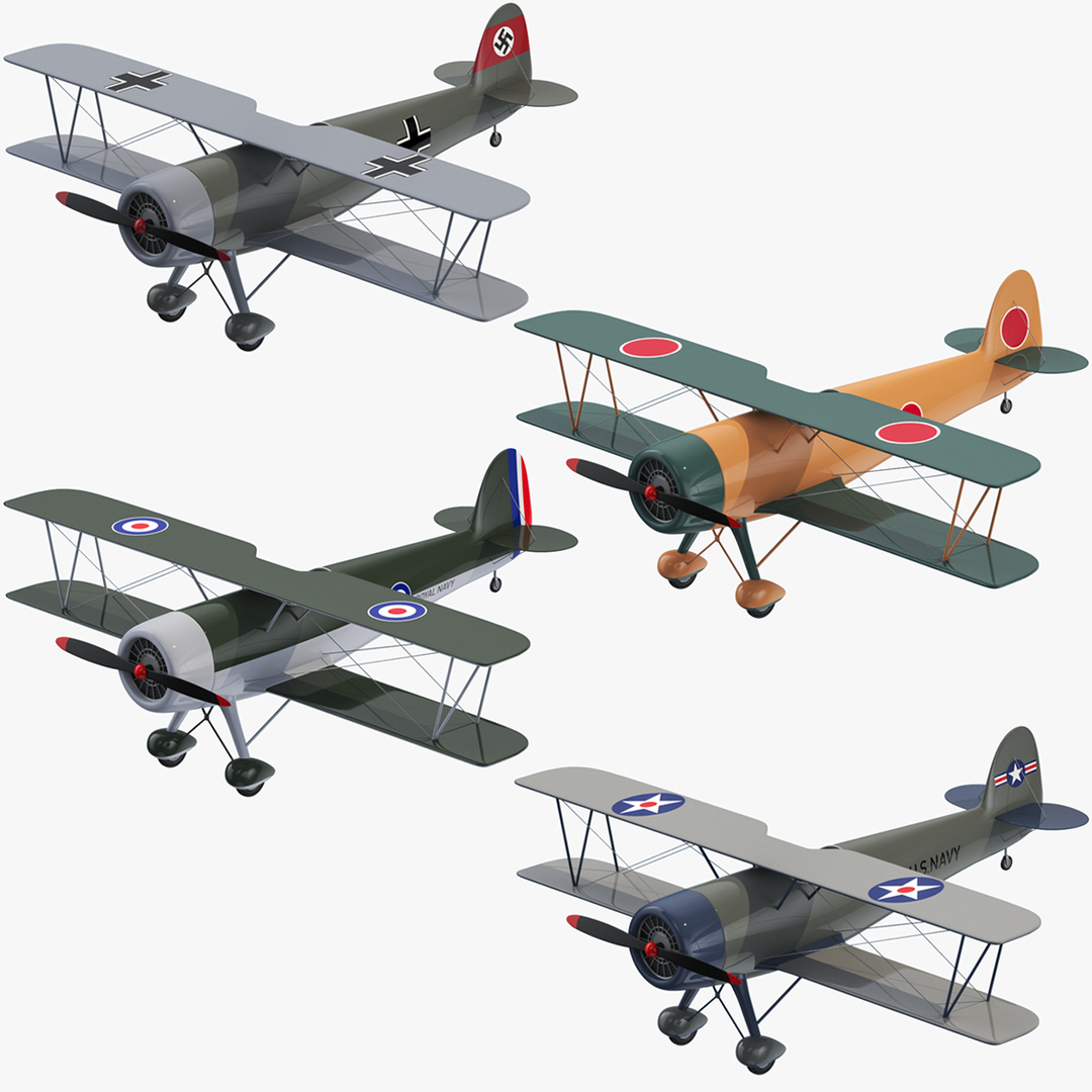 Modello 3D Collezione di biplani militari - TurboSquid 1829346