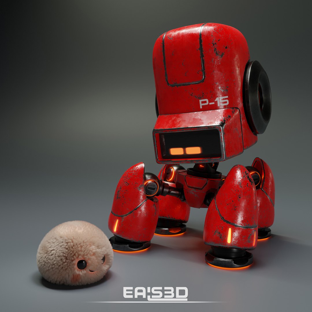 3D Cute Puppy Robot Red - TurboSquid 2094333
