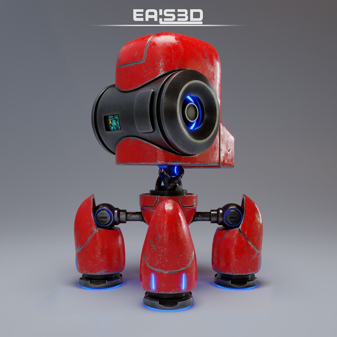3D Cute Puppy Robot Red - TurboSquid 2094333