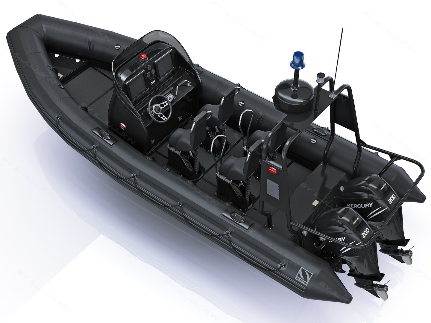 military inflatable boat zodiac 3d model