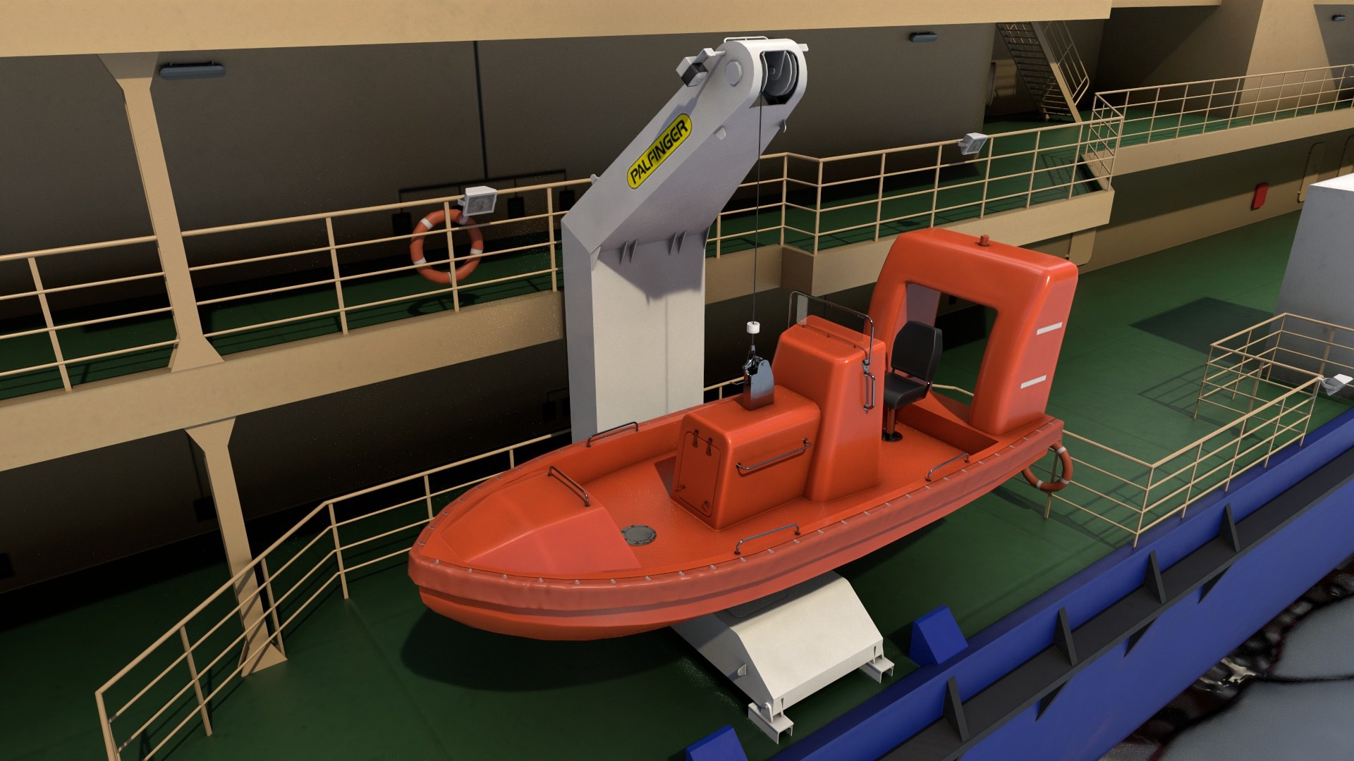 3D Davit Boat Ship Deck - TurboSquid 1682458