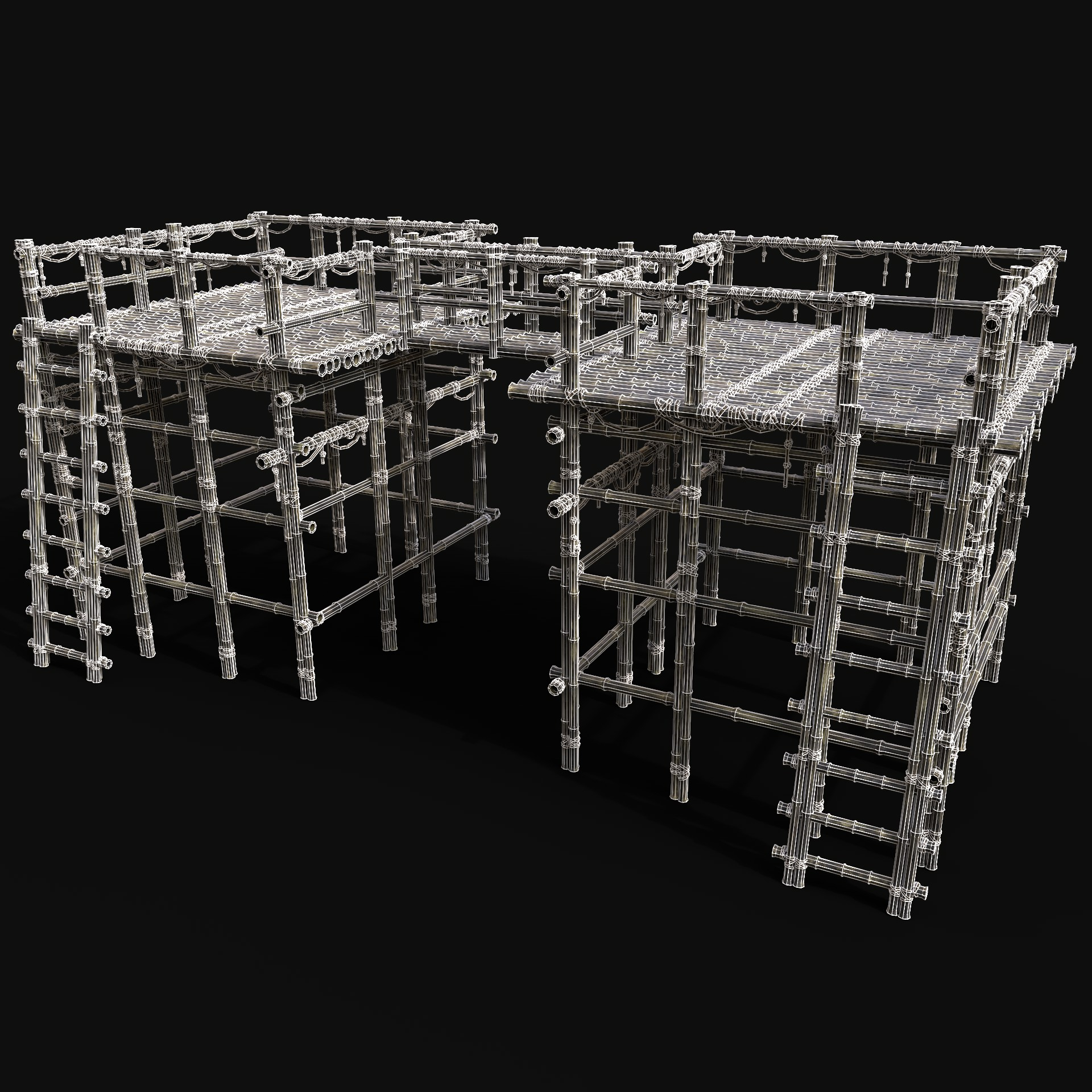 BAMBOO WATCHTOWER PLATFORM PIER LOG JUNGLE PORT CONSTRUCTION AAA 3D 모델 ...