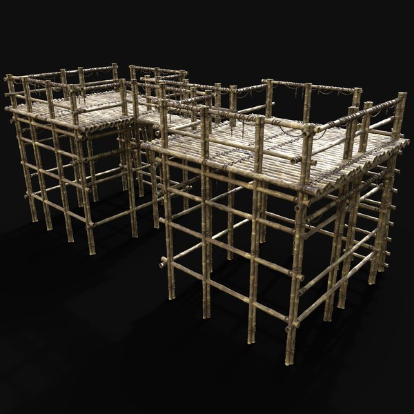 3D BAMBOO WATCHTOWER PLATFORM PIER LOG JUNGLE PORT CONSTRUCTION AAA ...