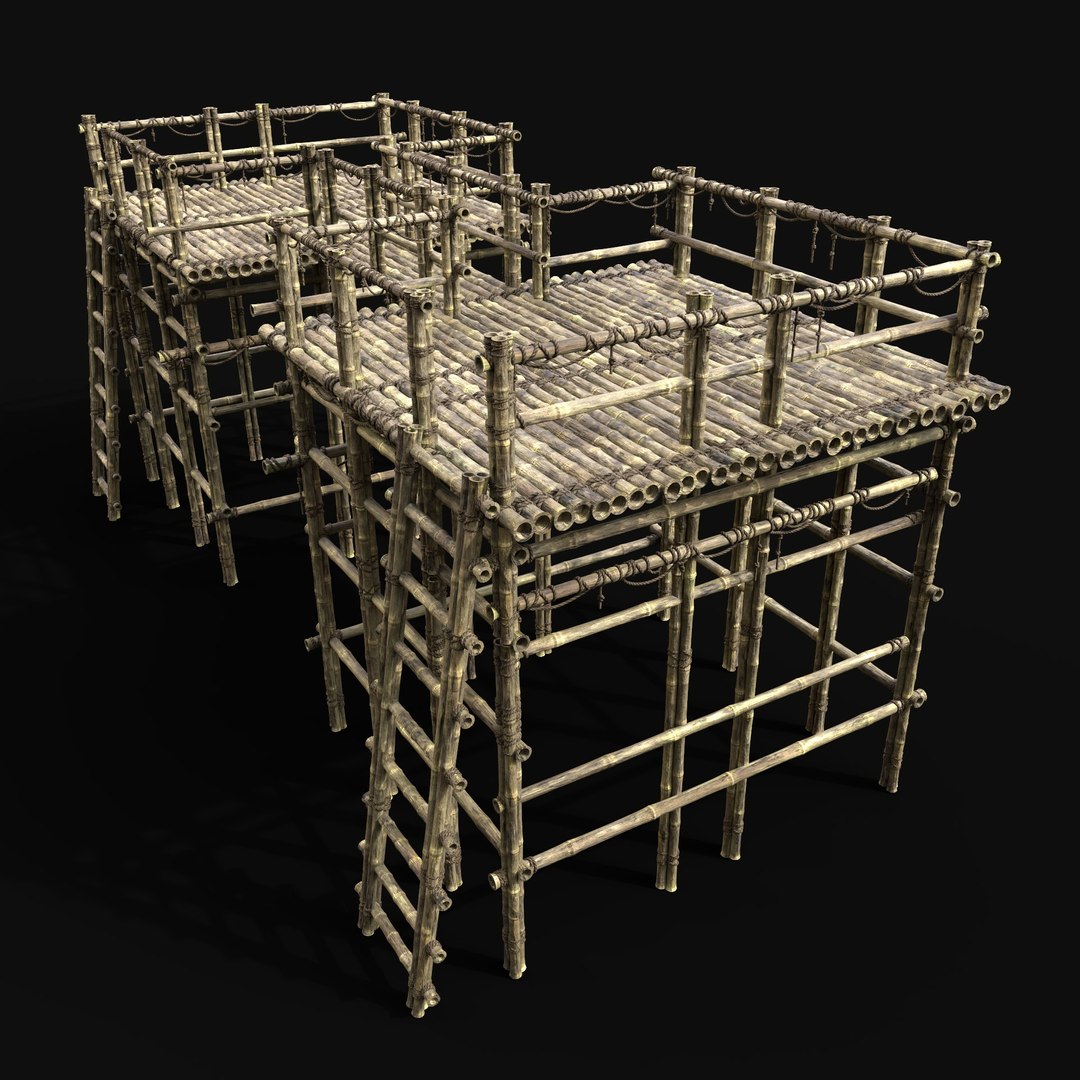 3D BAMBOO WATCHTOWER PLATFORM PIER LOG JUNGLE PORT CONSTRUCTION AAA ...