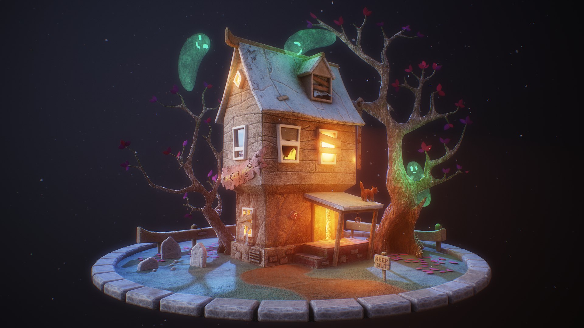 3D модель Haunted House PBR Low Poly Game Ready Low-poly 3D model ...