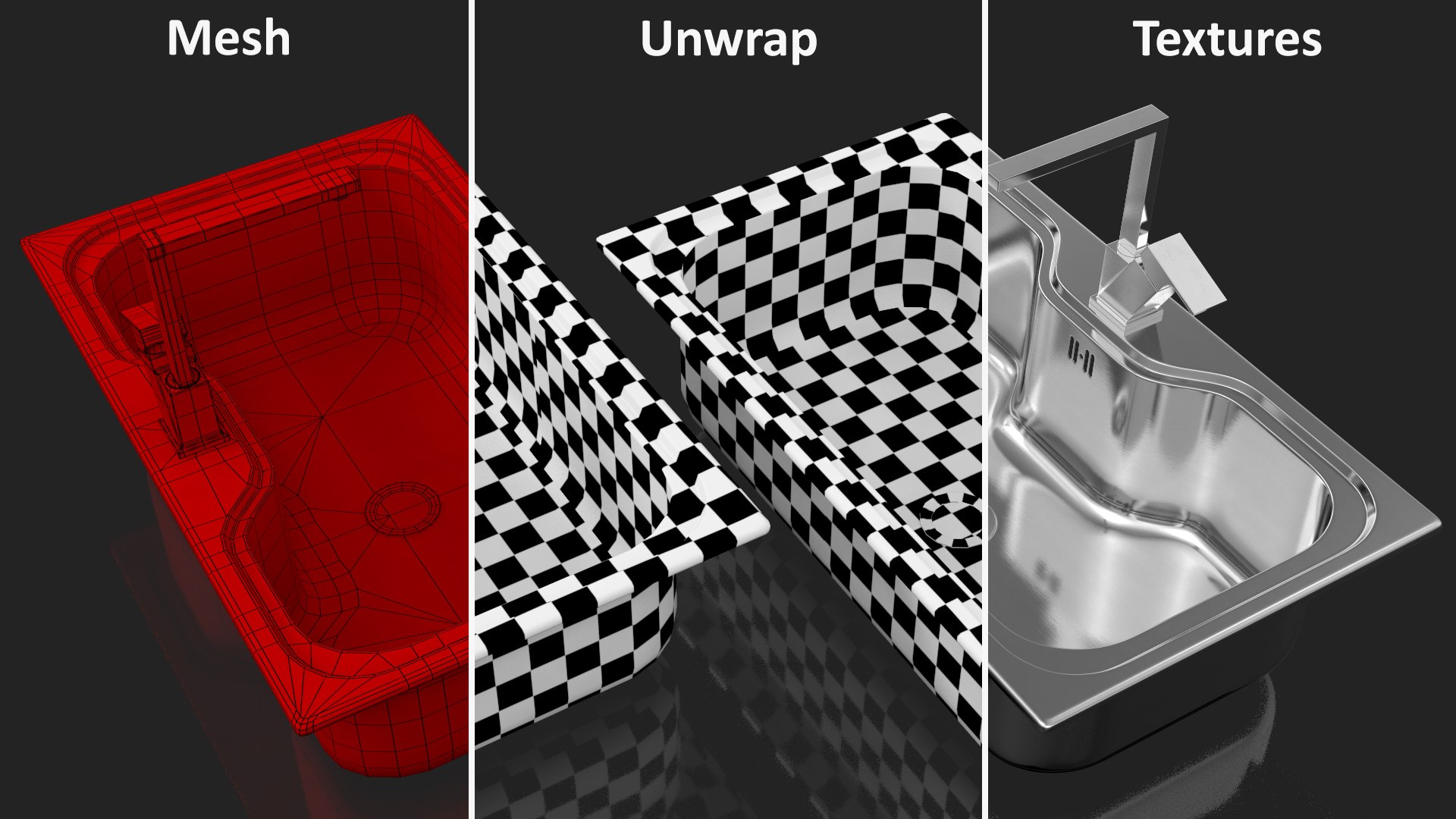 3D Single Bowl Square Inset Sink with Tap - TurboSquid 1739621