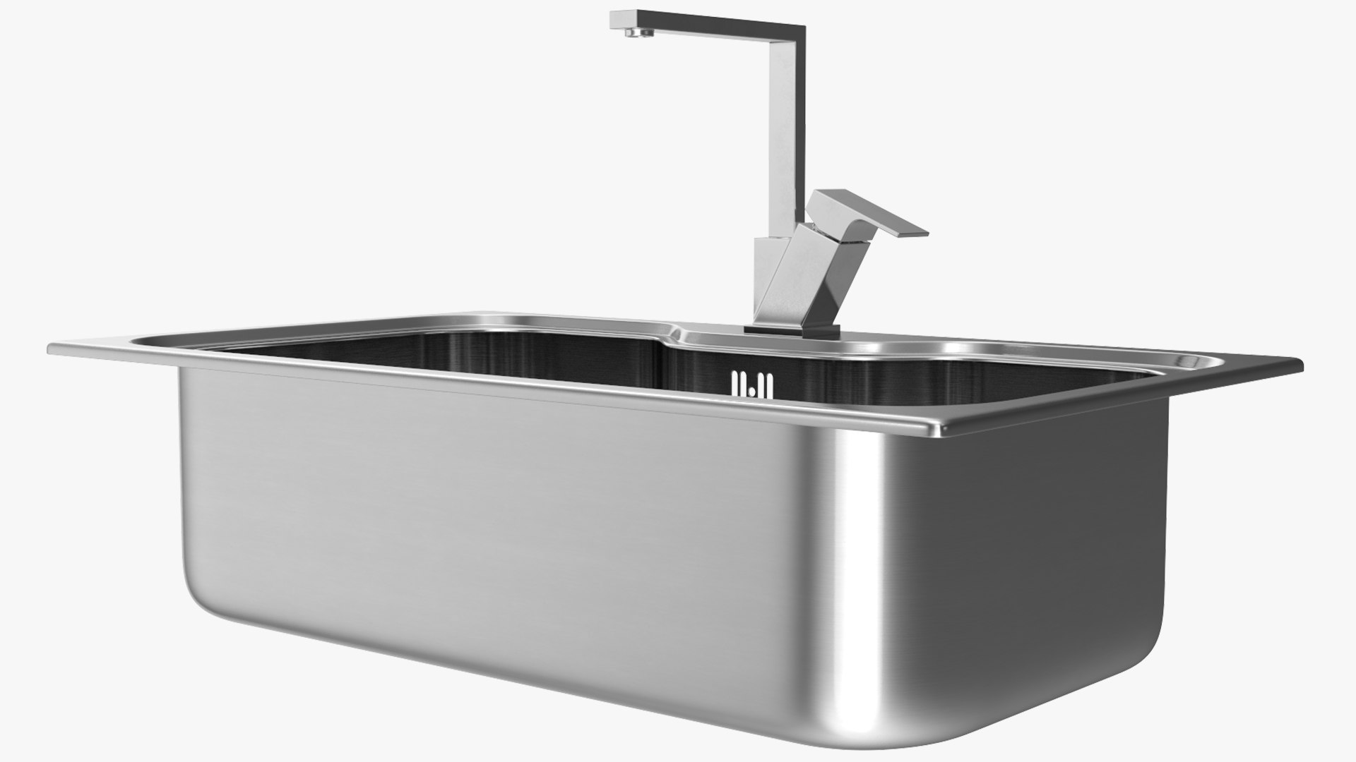 3D Single Bowl Square Inset Sink With Tap - TurboSquid 1739621