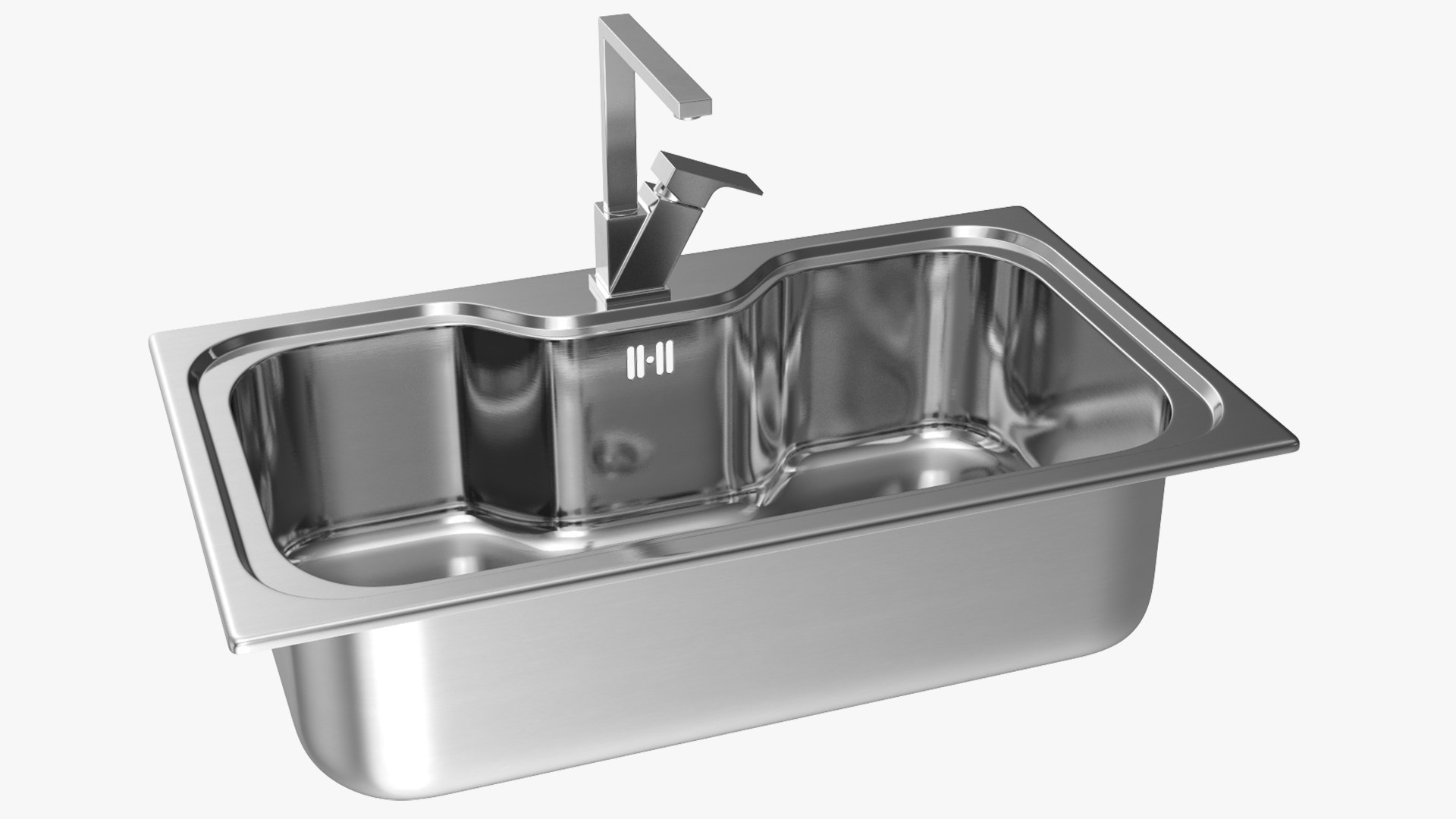 3D Single Bowl Square Inset Sink With Tap - TurboSquid 1739621