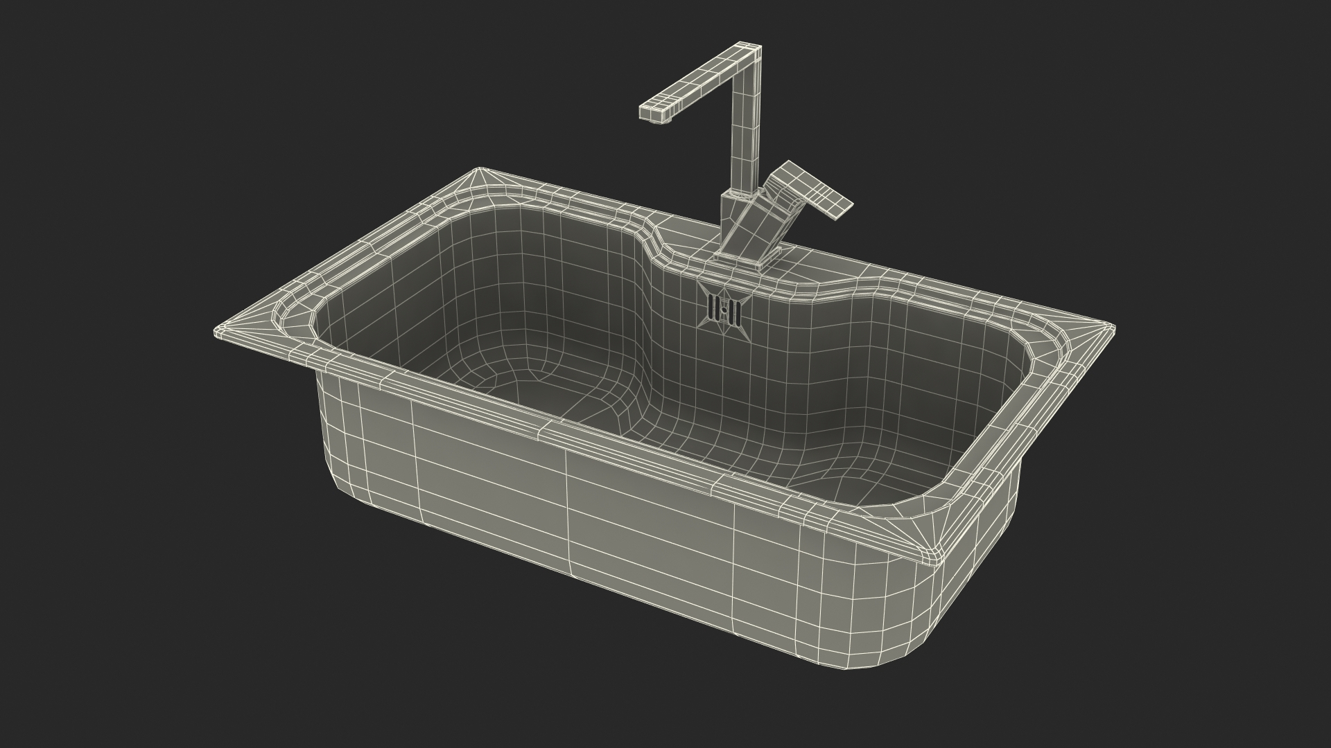 3D Single Bowl Square Inset Sink With Tap - TurboSquid 1739621