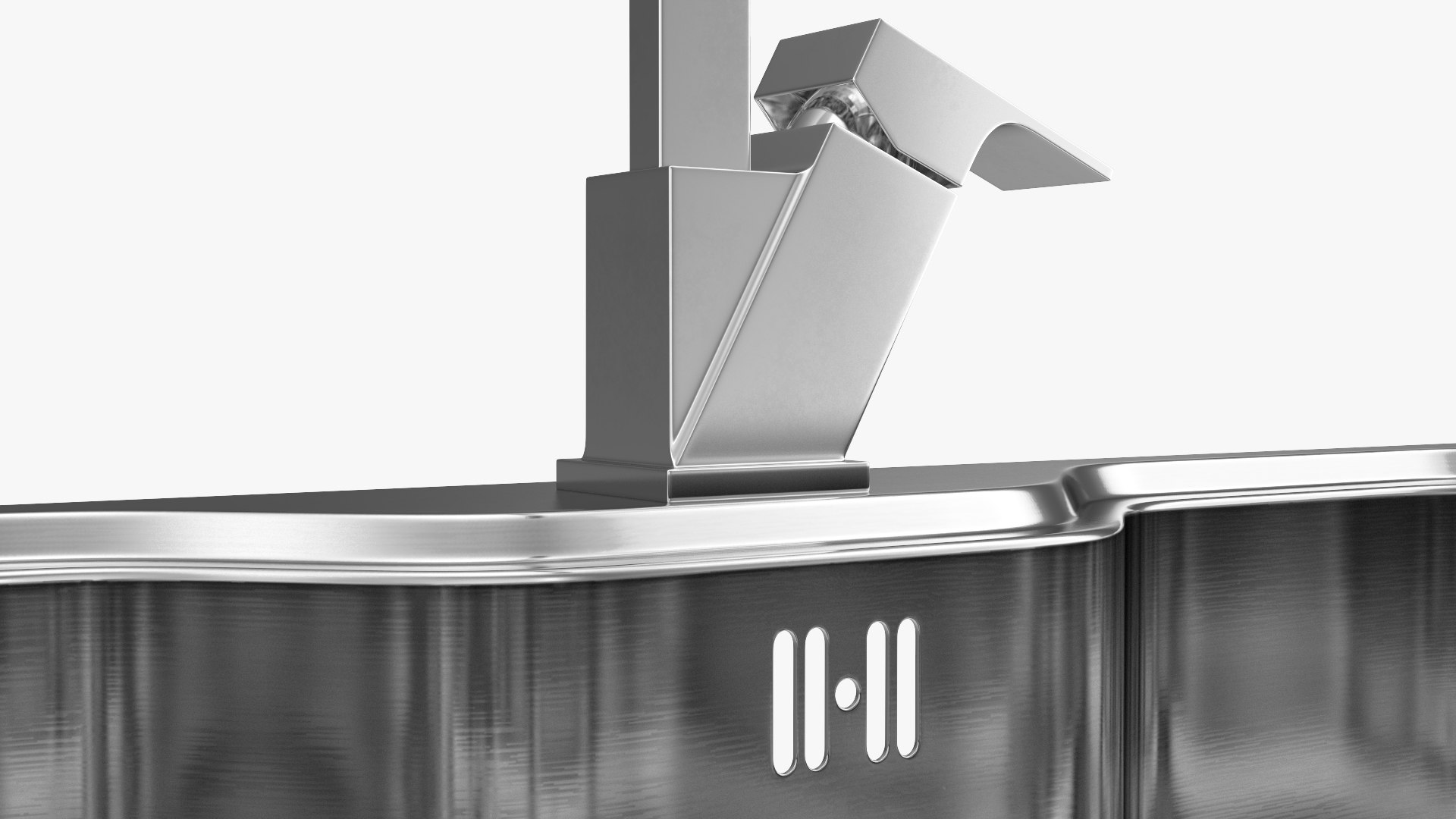 3D Single Bowl Square Inset Sink with Tap - TurboSquid 1739621