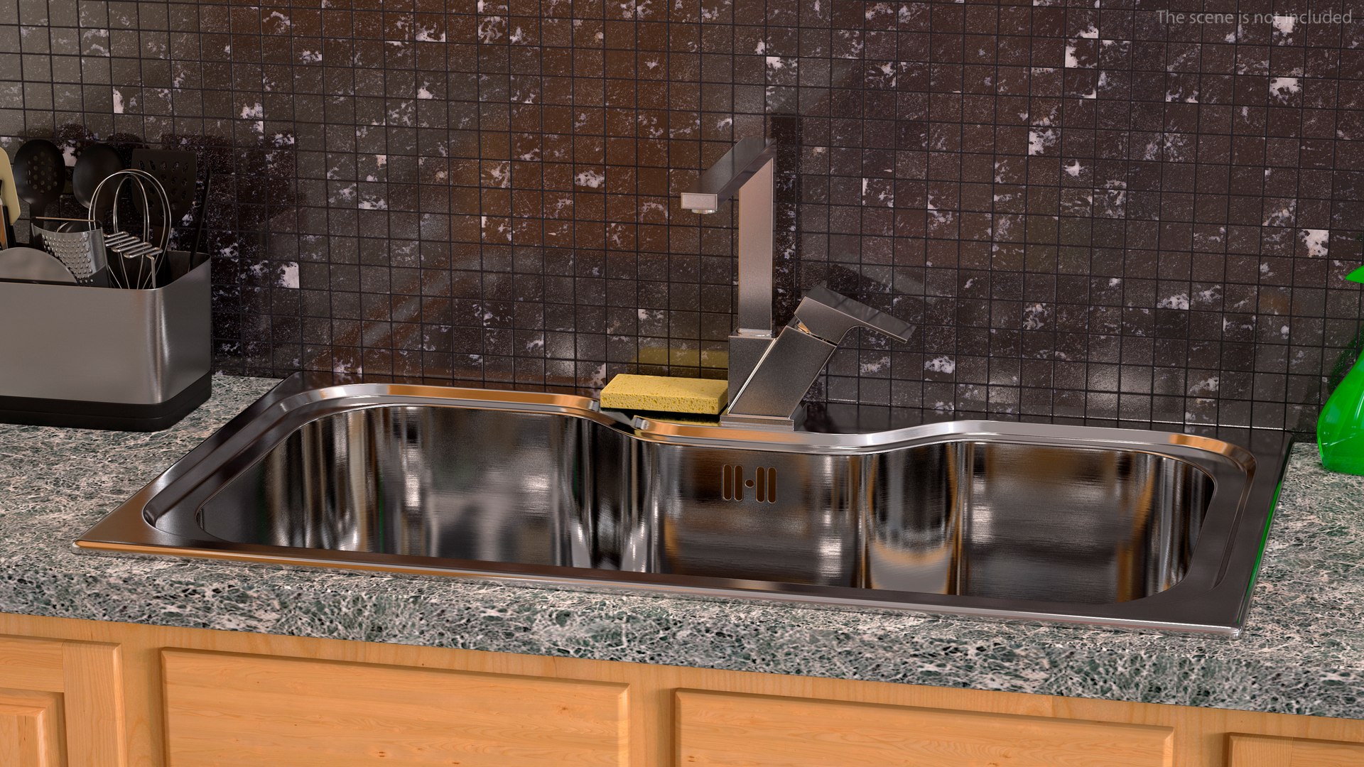 3D Single Bowl Square Inset Sink With Tap - TurboSquid 1739621