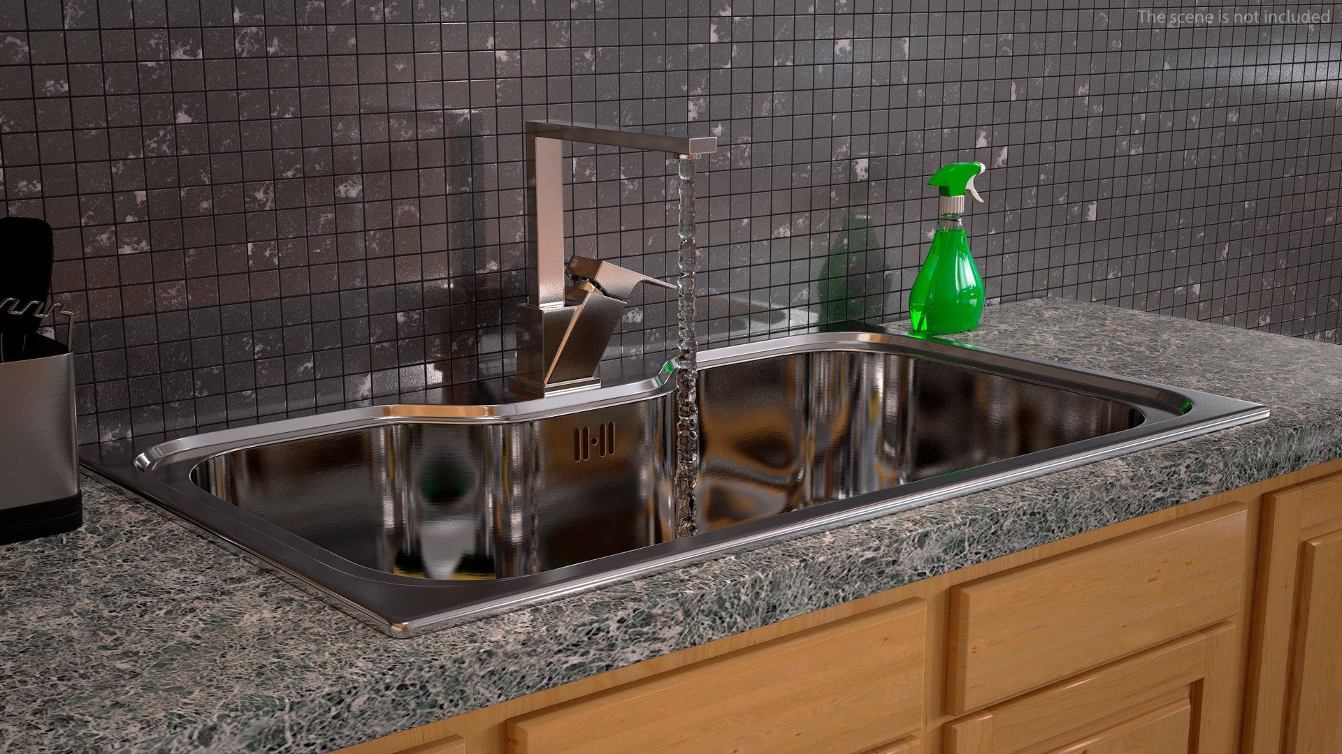 3D Single Bowl Square Inset Sink with Tap - TurboSquid 1739621