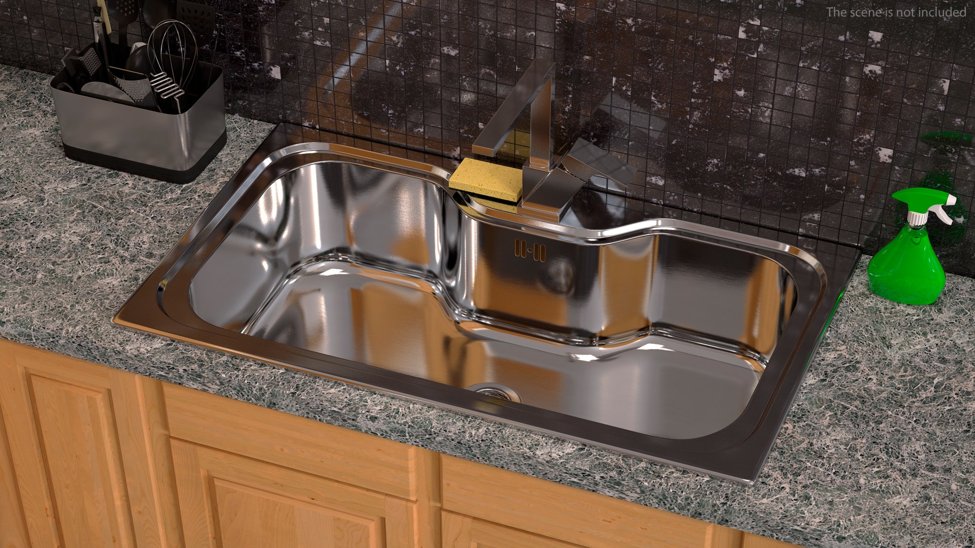 3D Single Bowl Square Inset Sink With Tap - TurboSquid 1739621