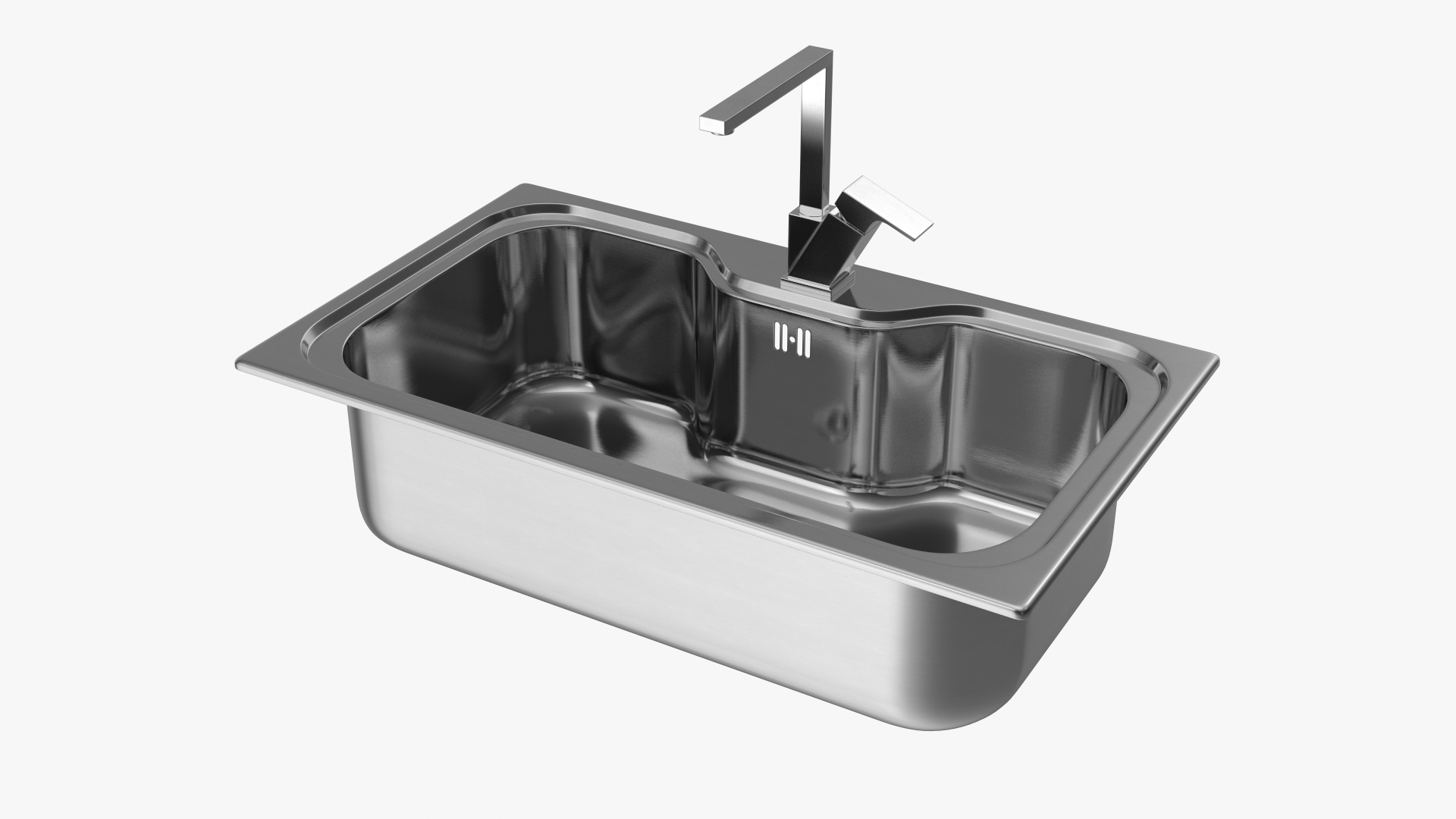 3D Single Bowl Square Inset Sink With Tap - TurboSquid 1739621