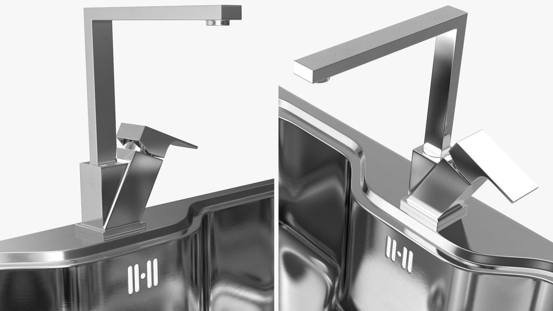 3D Single Bowl Square Inset Sink With Tap - TurboSquid 1739621
