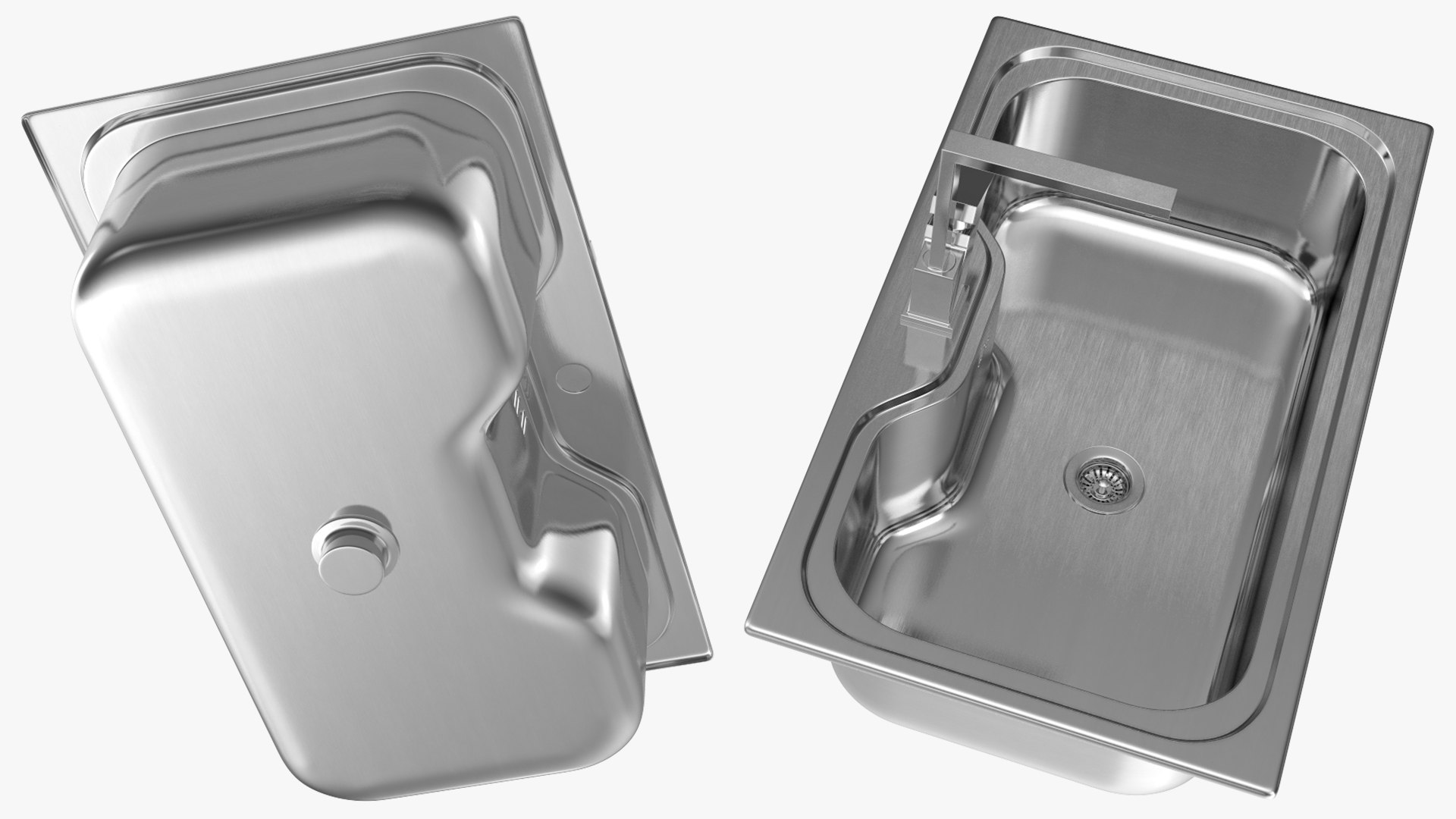 3D Single Bowl Square Inset Sink With Tap - TurboSquid 1739621