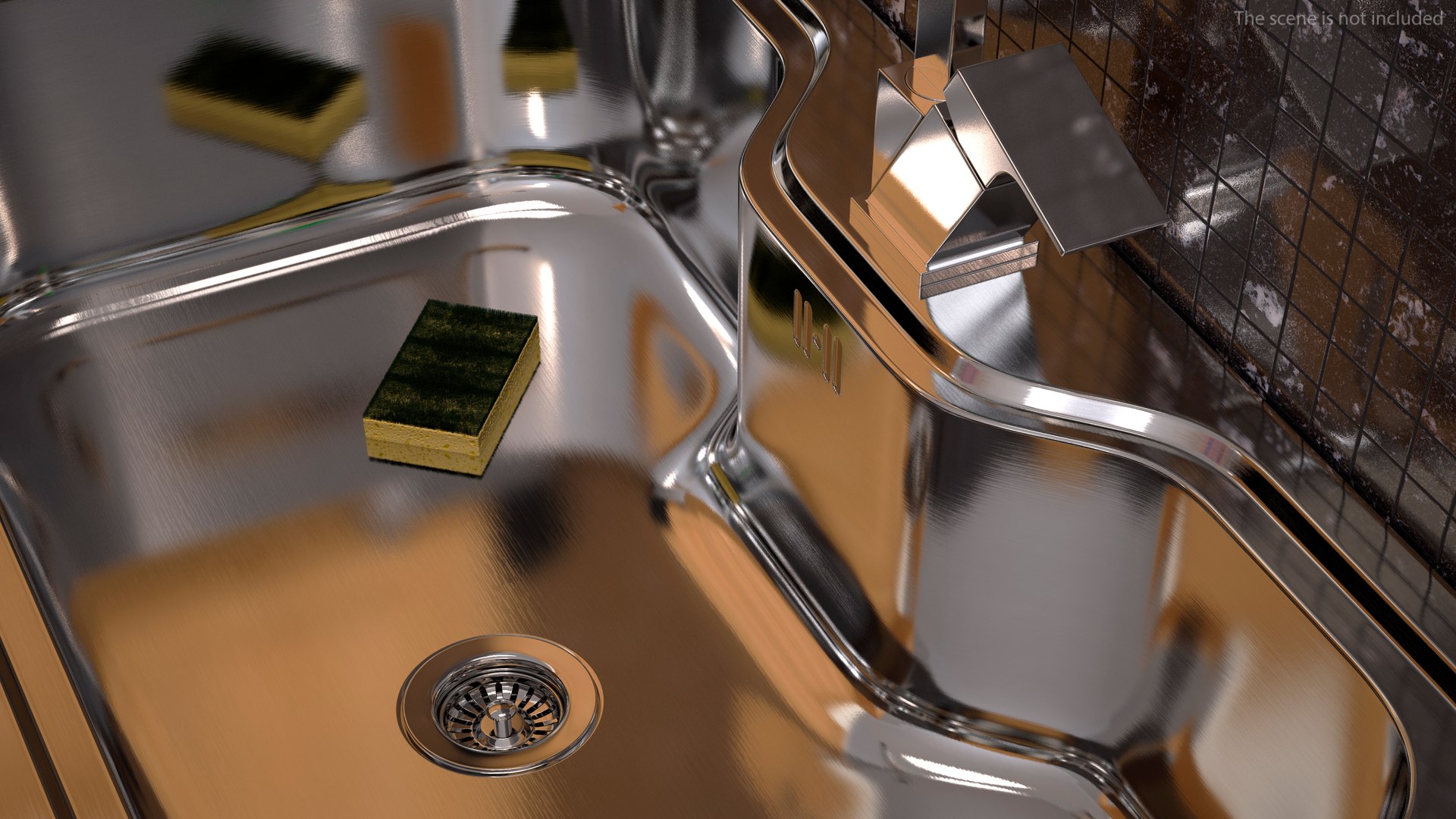 3D Single Bowl Square Inset Sink With Tap - TurboSquid 1739621