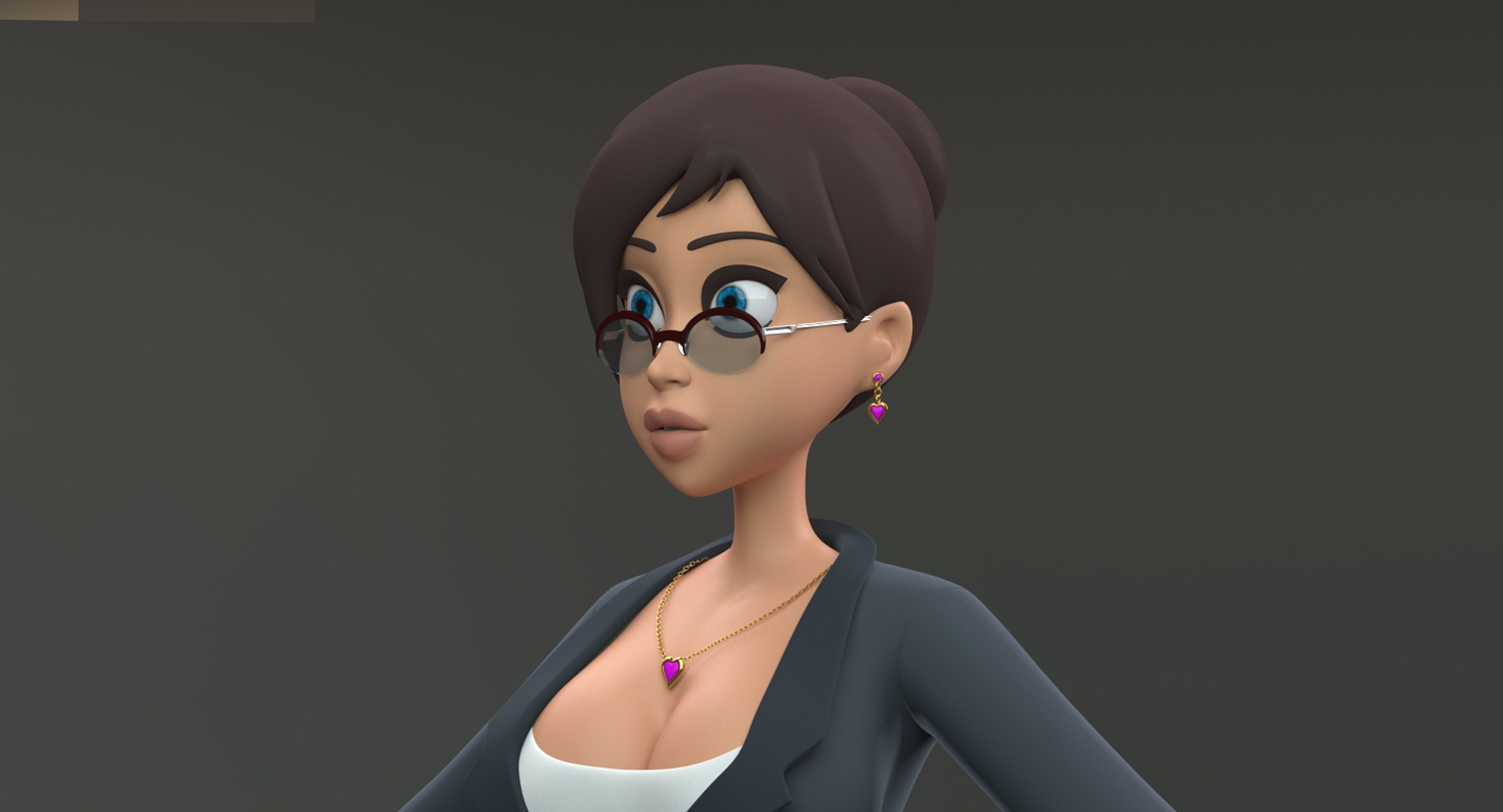 3d cartoon business woman model