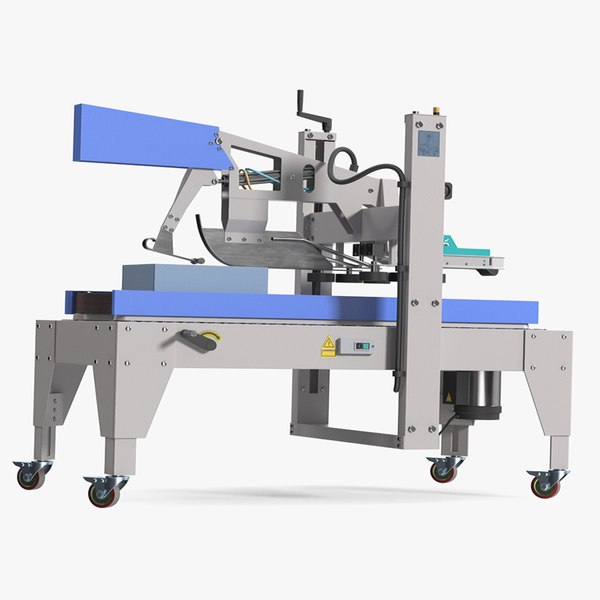 modelo 3d Máquina empacadora de cajas de cartón con aparejo azul para ...