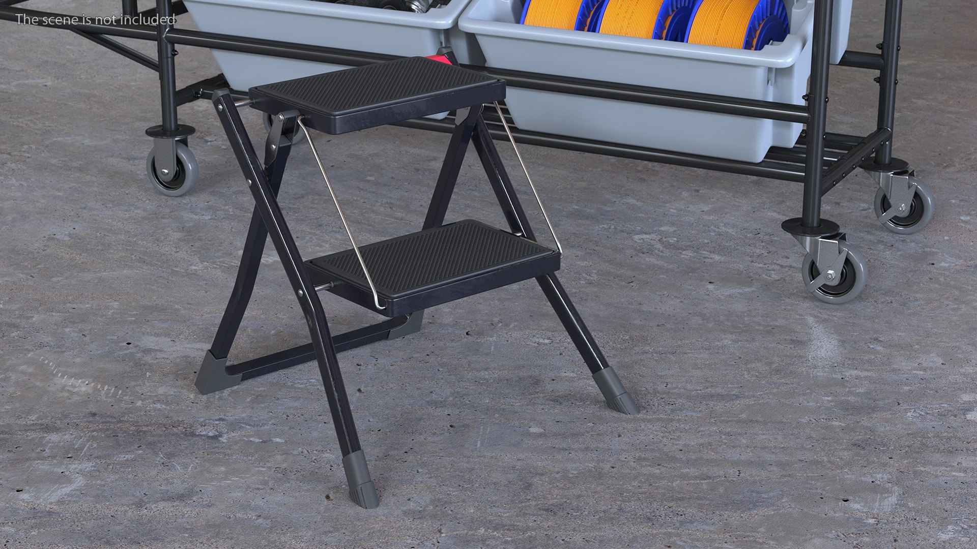 3D Two Steps Black Steel Stool Model - TurboSquid 2088586