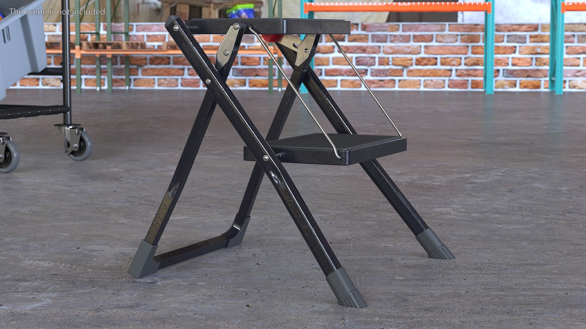 3D Two Steps Black Steel Stool Model - TurboSquid 2088586
