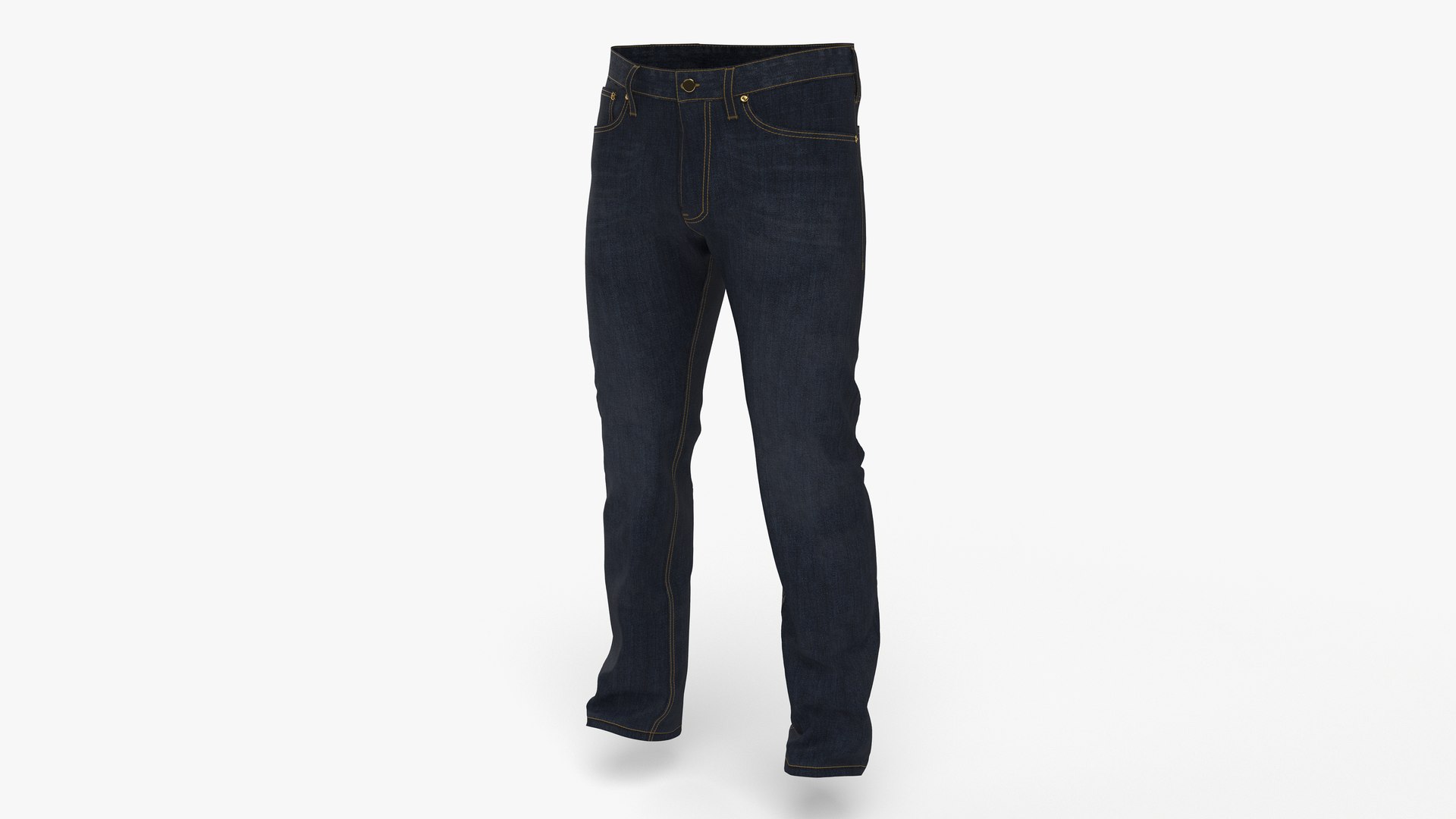 Realistic Worn Classic Jeans Male Body Shape Professional 3D model ...