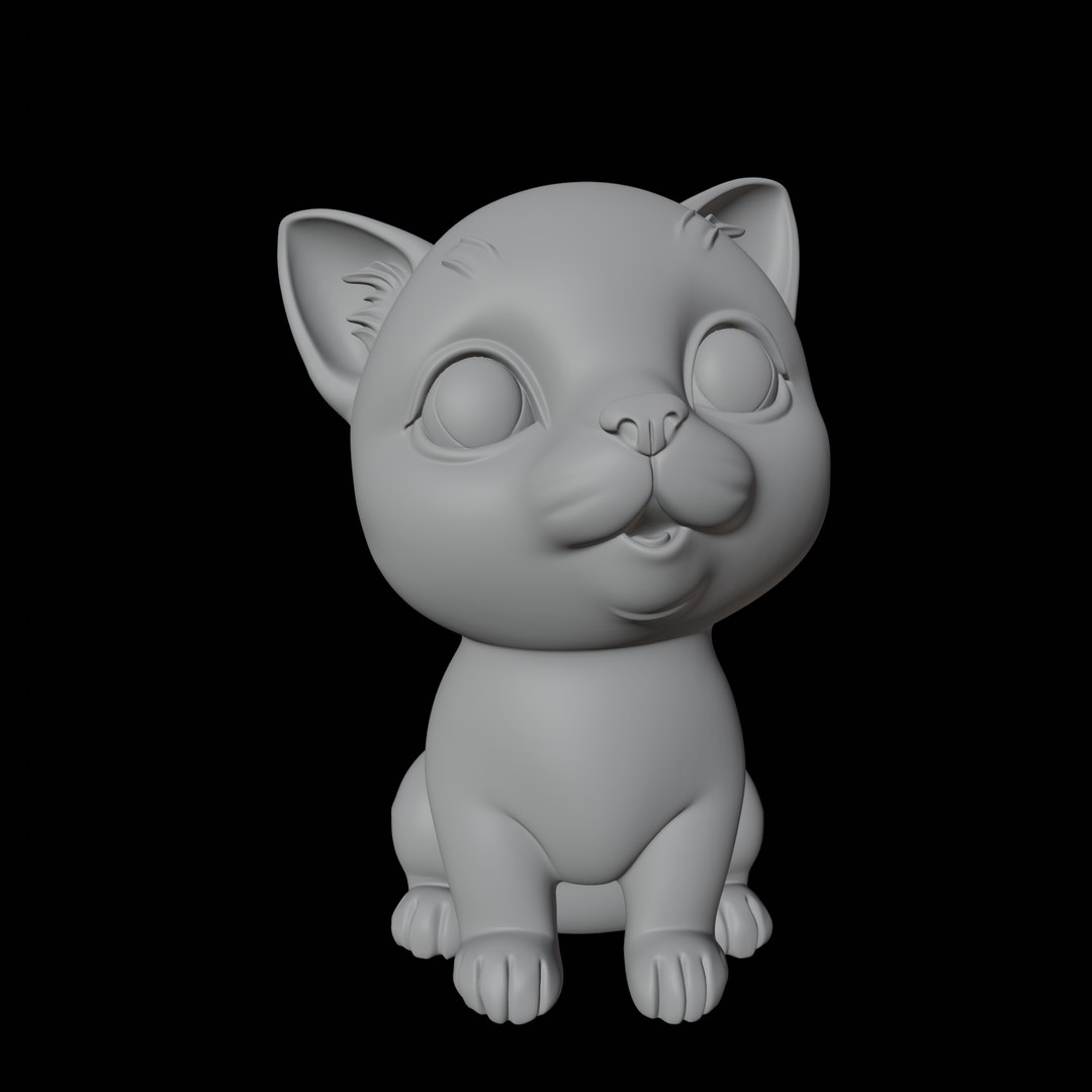 modèle 3D de Modèle 3D imprimé d'un adorable chat chibi - TurboSquid ...