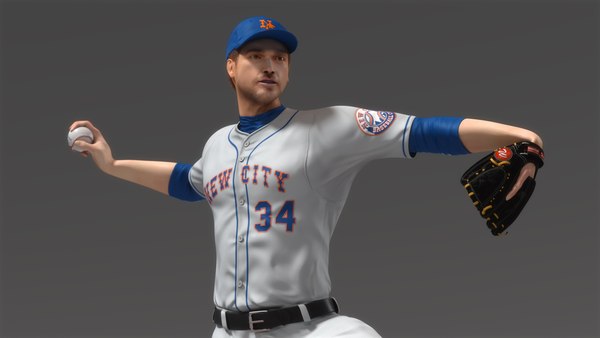 3D model White Baseball Pitcher Animated HQ - TurboSquid 1898528