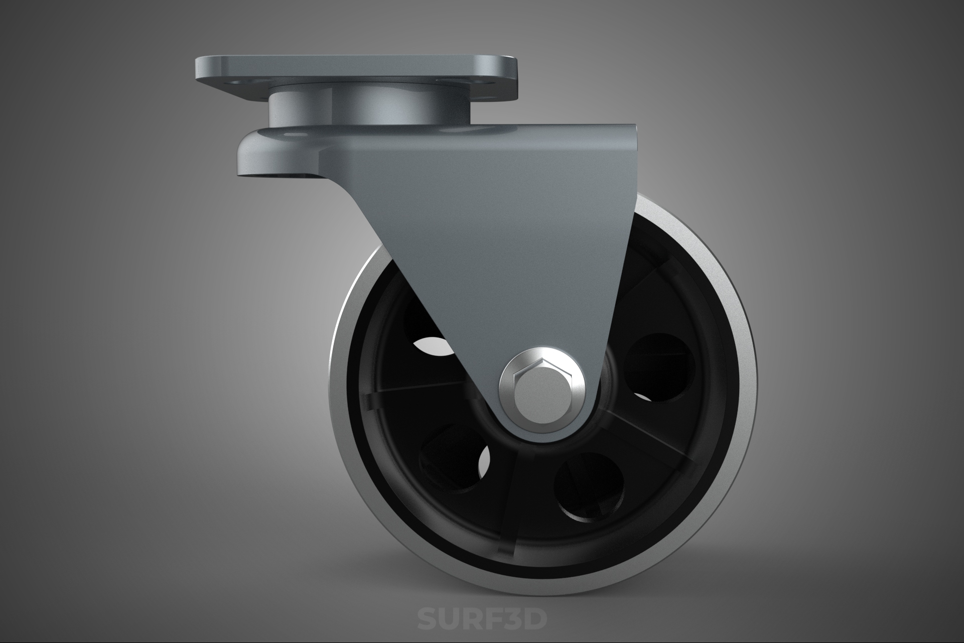 RODÍZIO GIRATÓRIO DE AÇO COM RODA DUPLA E ARO RESISTENTE Modelo 3D ...