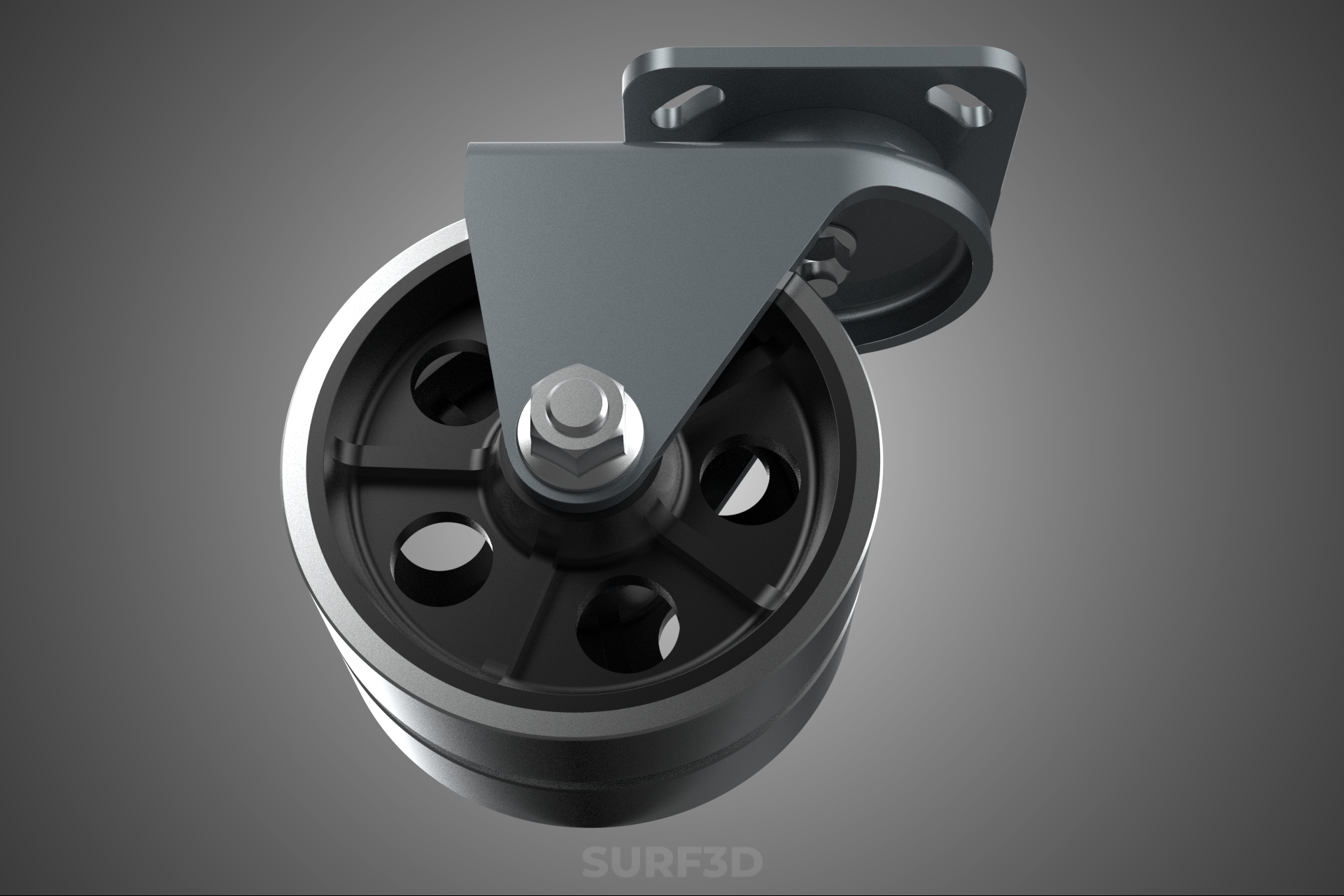 RODÍZIO GIRATÓRIO DE AÇO COM RODA DUPLA E ARO RESISTENTE Modelo 3D ...